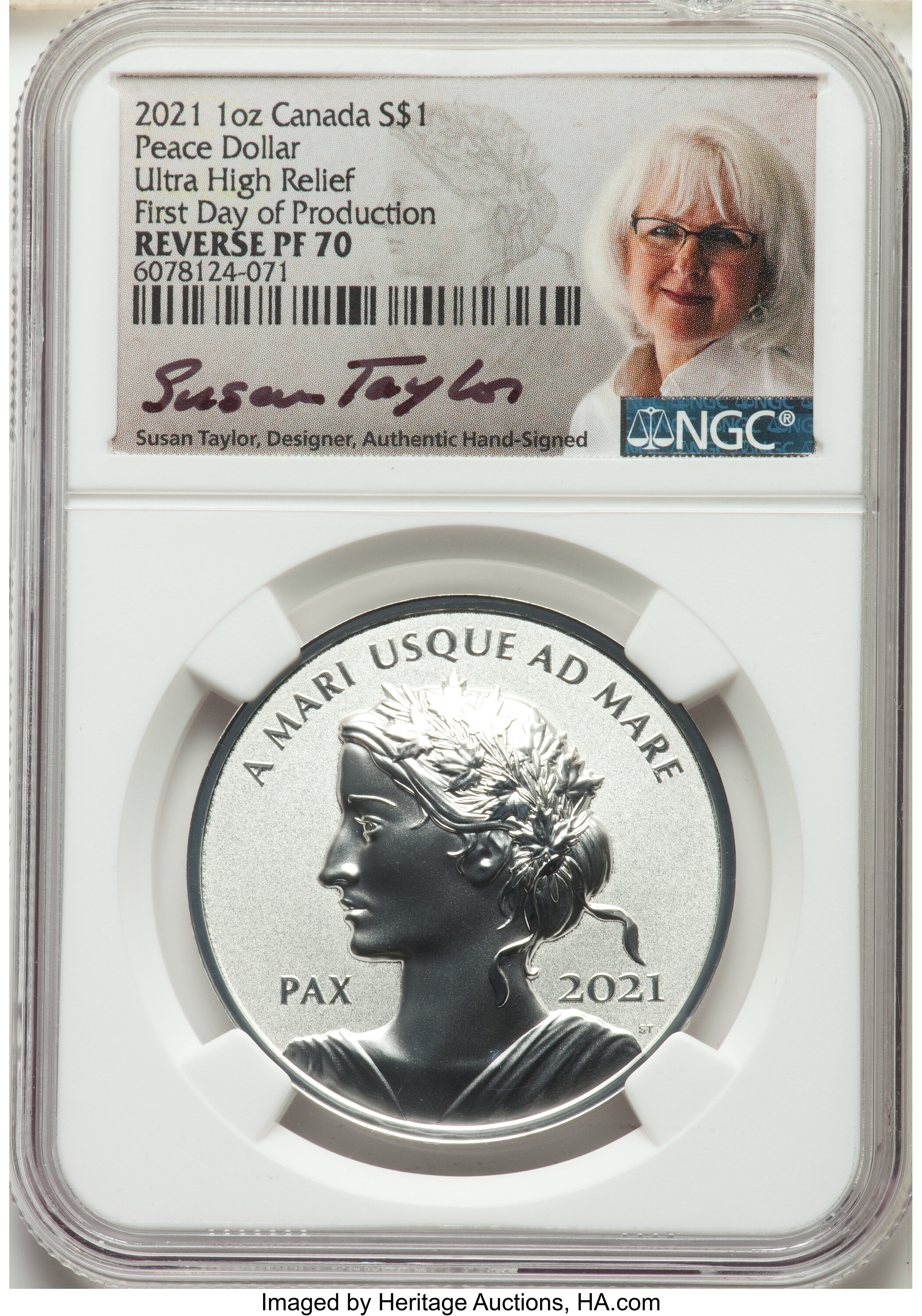 2021 $1 Reverse Proof, Ultra High Relief Peace Dollar, First Day of ...