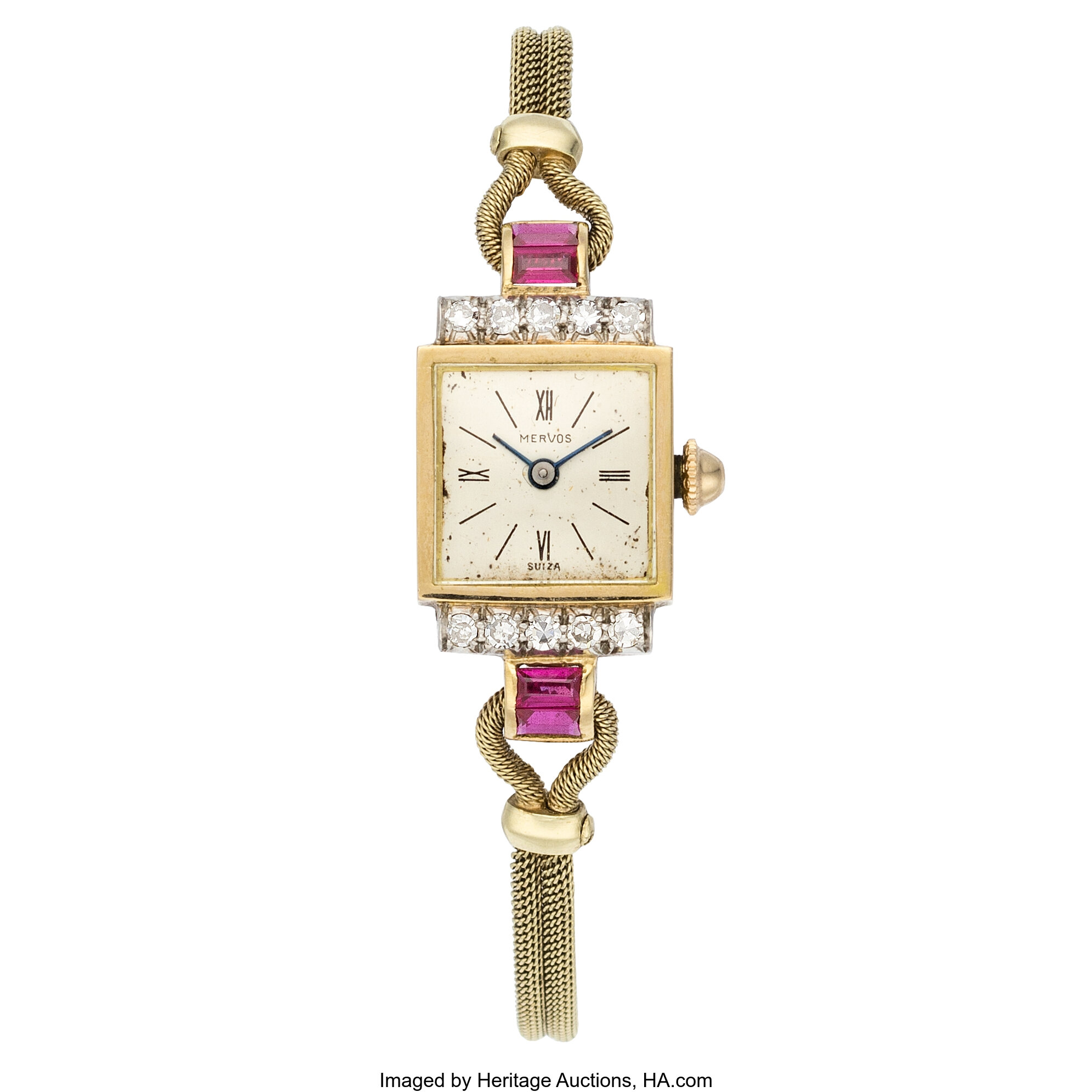 Diamond, Synthetic Ruby, Platinum, Gold Watch. ... Estate Jewelry | Lot ...