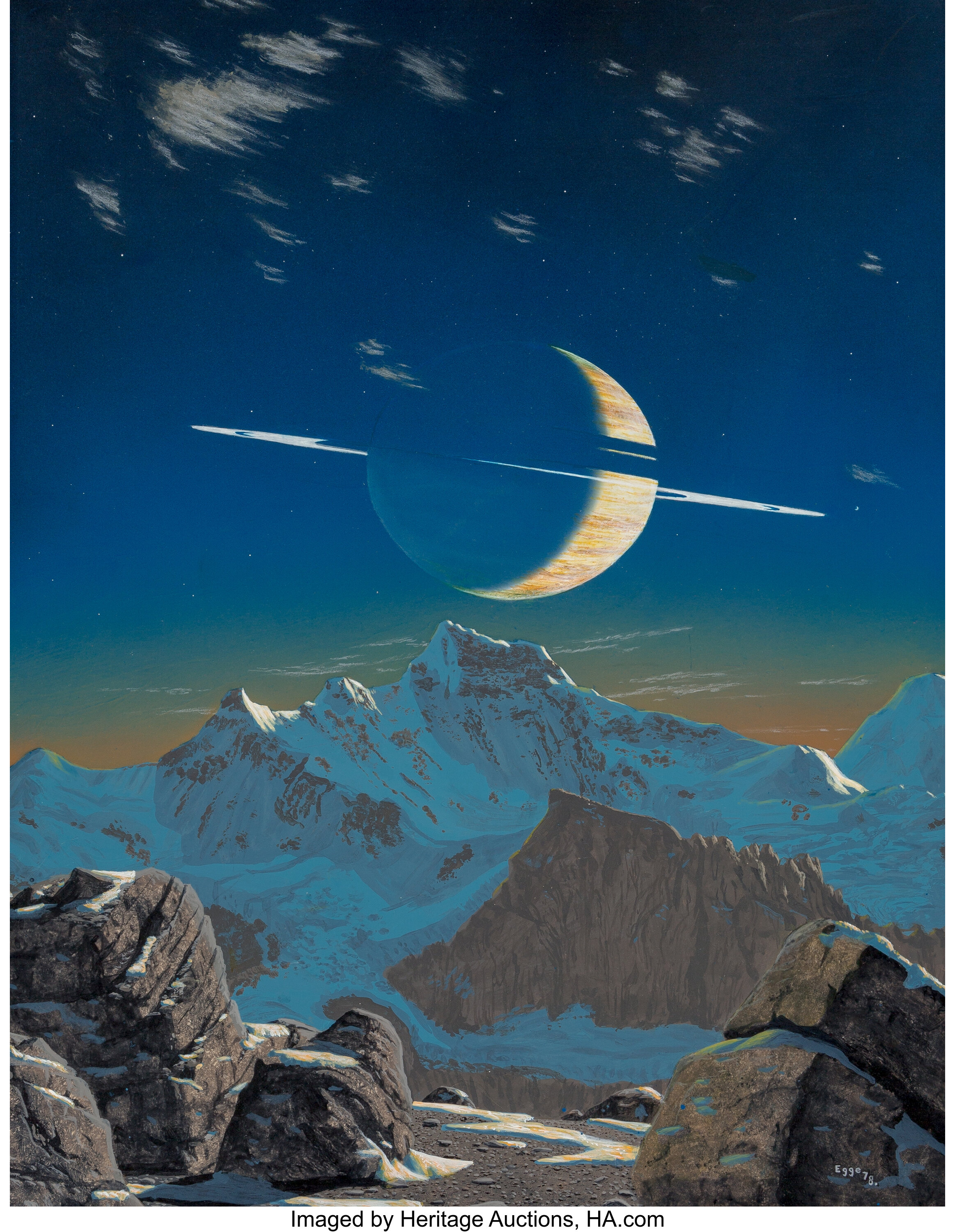 David Egge (American, 20th Century). Saturn from Titan, 1978. | Lot ...