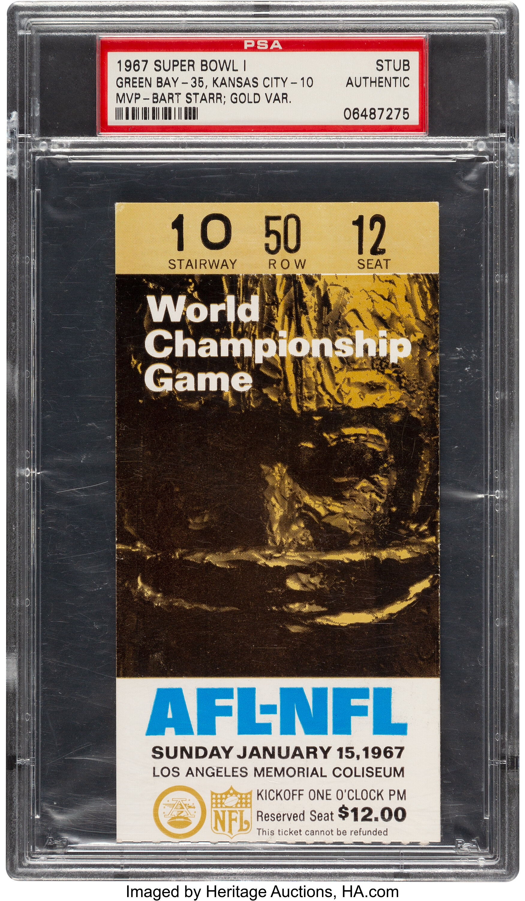 1967 Super Bowl I Packers vs. Chiefs Ticket Stub, PSA Authentic. | Lot ...