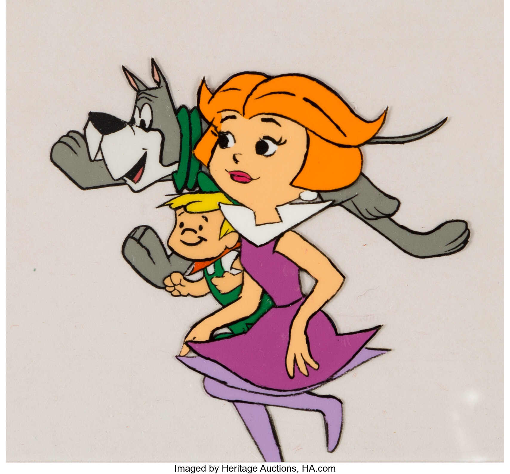The Jetsons Jane, Elroy and Astro Production Cel (Hanna-Barbera, c ...