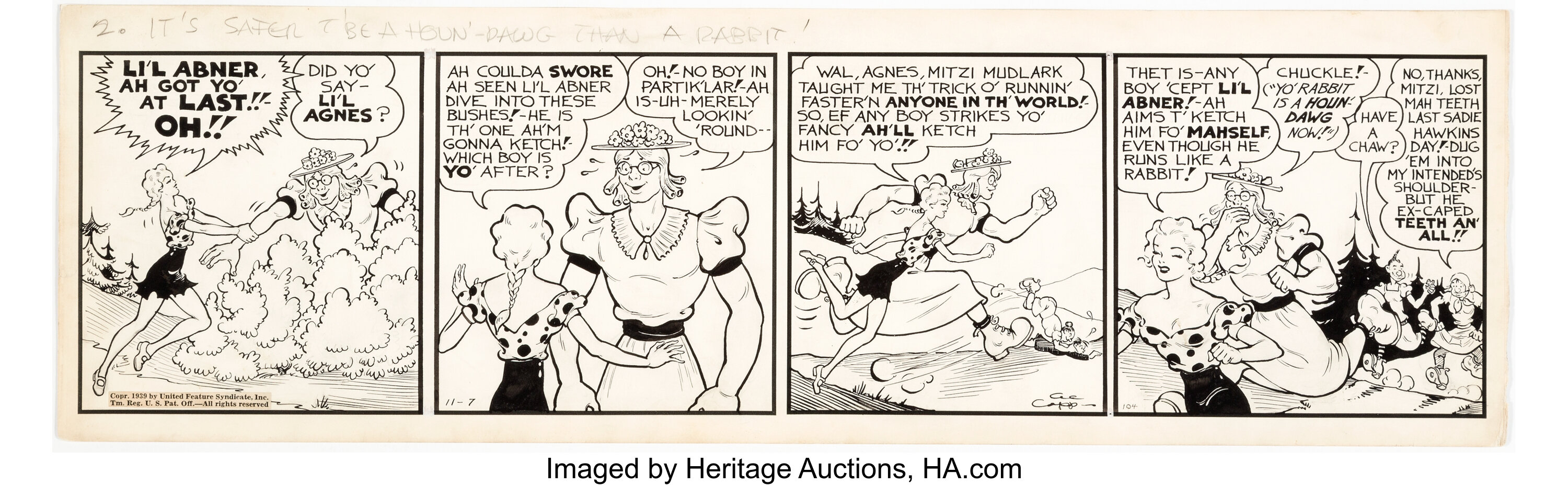 Al Capp Li'l Abner Daily Comic Strip Original Art dated 11-7-39 | Lot ...
