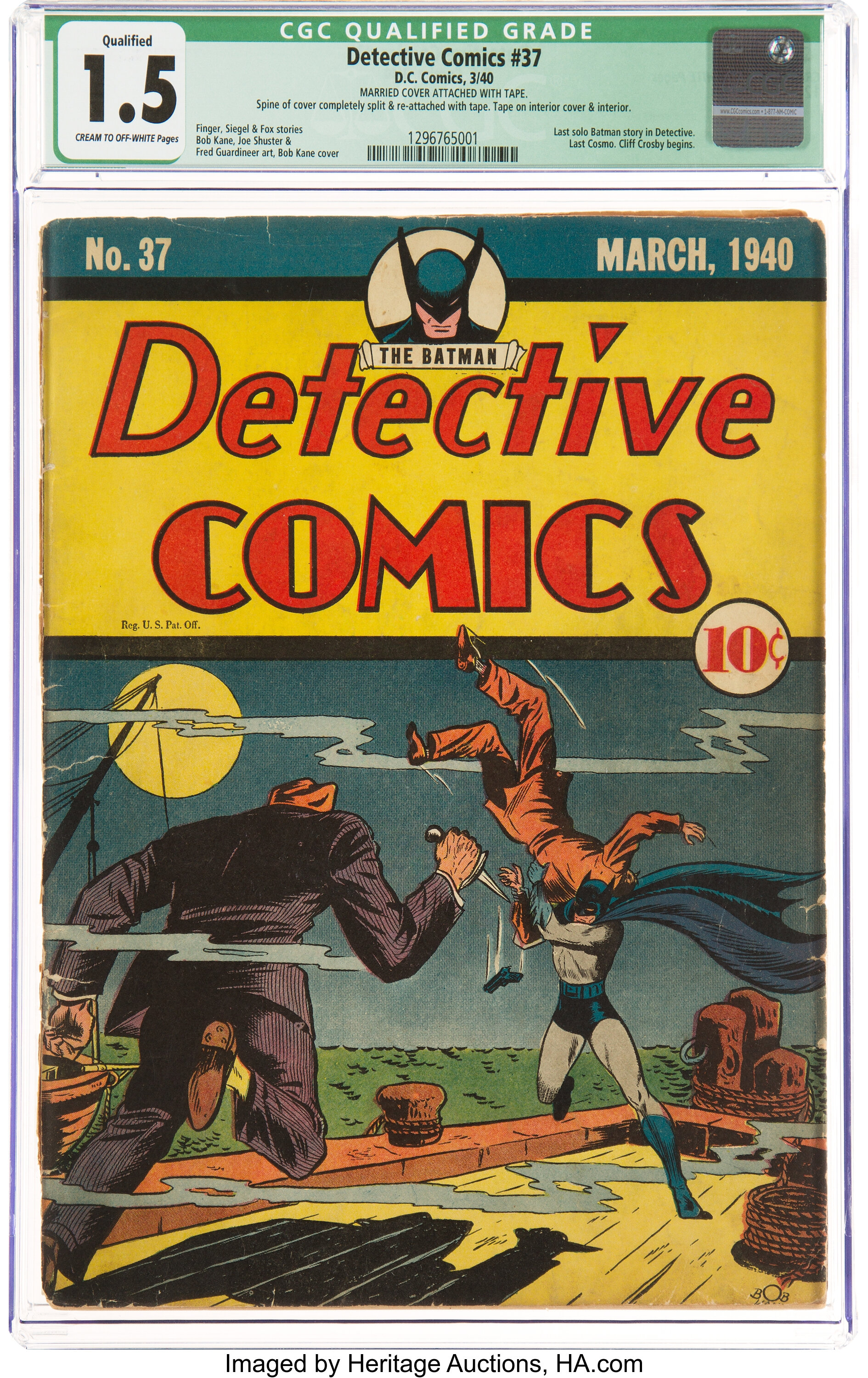 Detective Comics #37 Married Cover (DC, 1940) CGC Qualified FR/GD | Lot ...