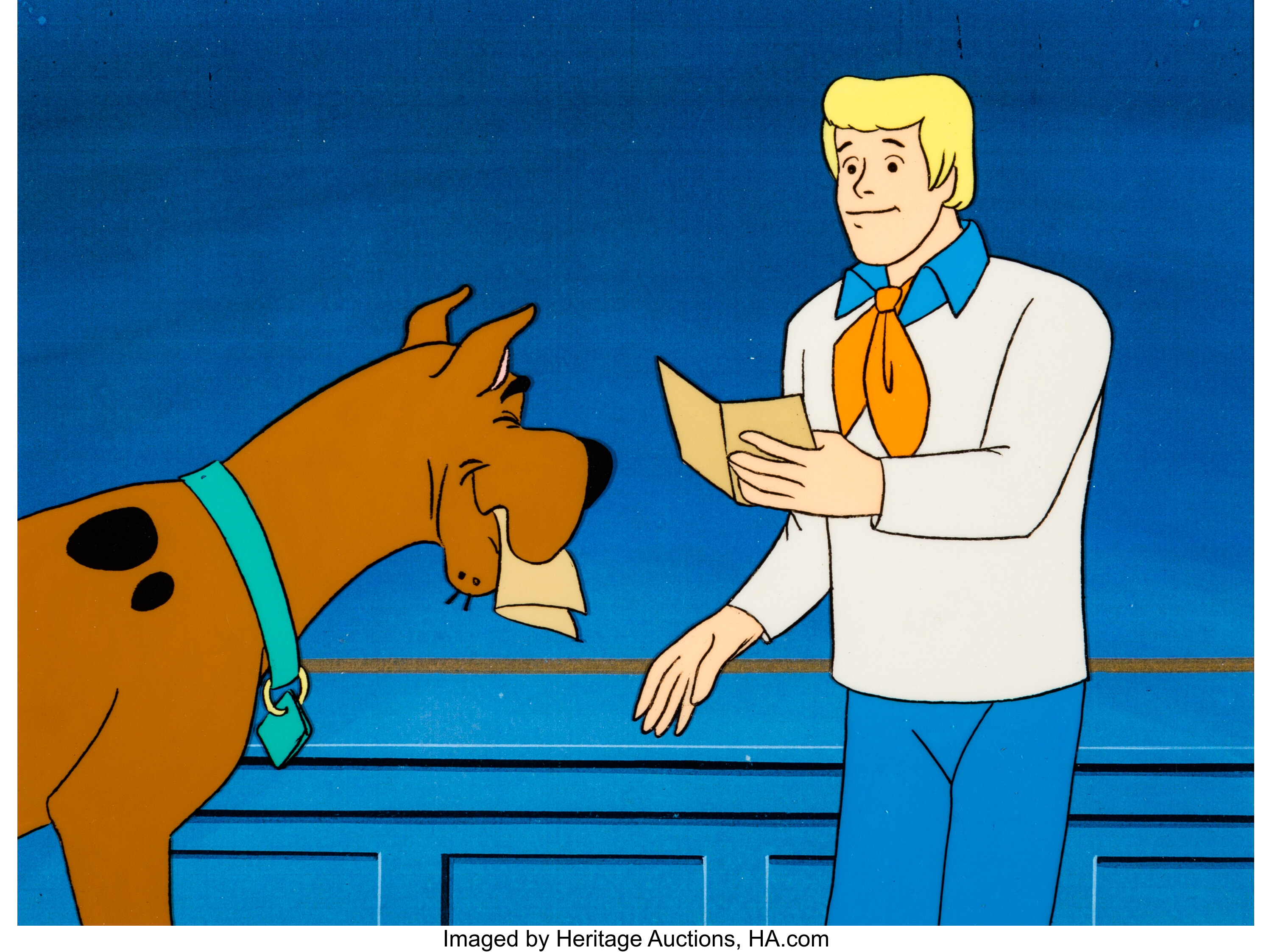 Scooby-Doo and Fred Jones Production Cel Setup (Hanna-Barbera, c. | Lot ...
