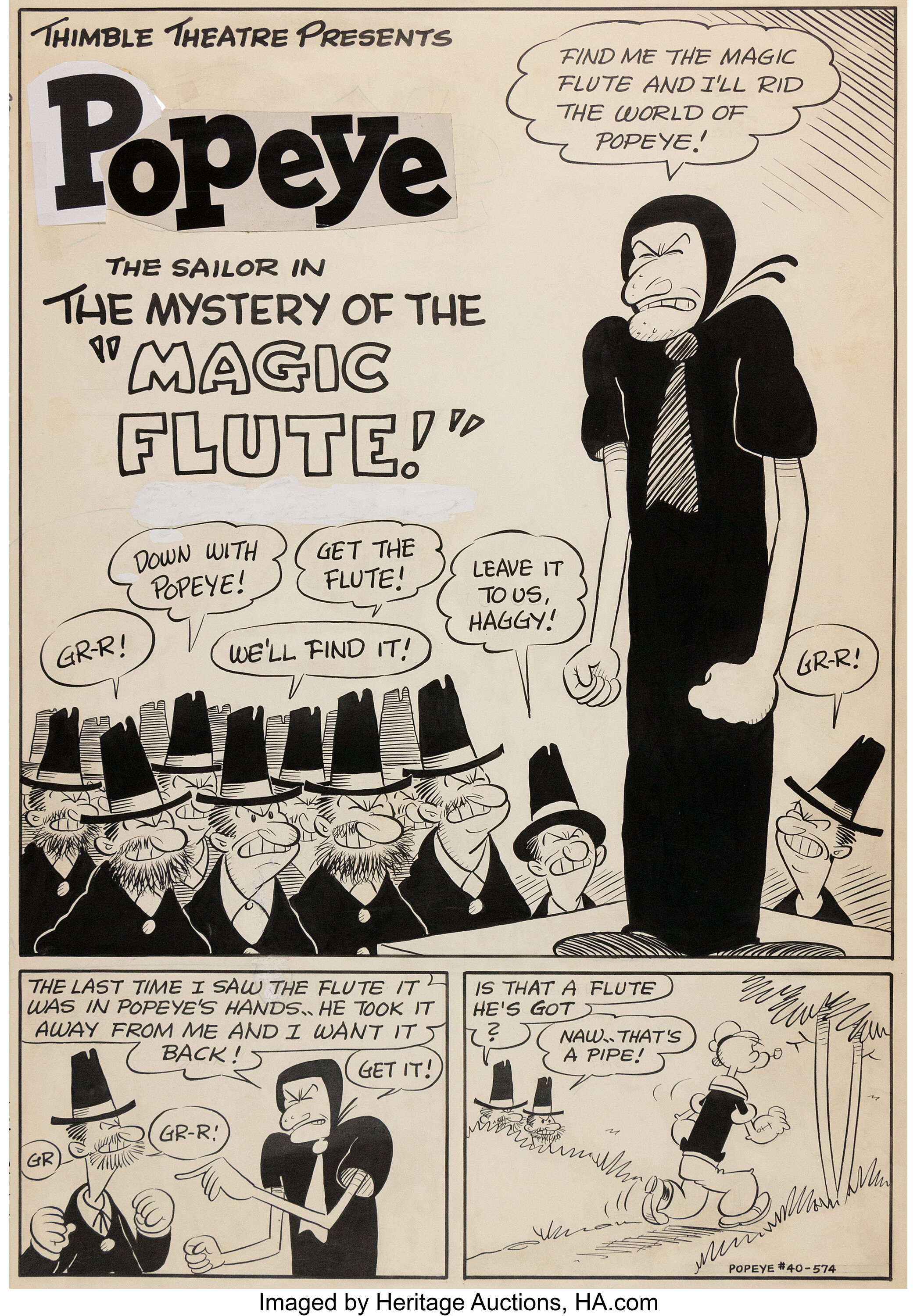 Bud Sagendorf Popeye #40 Story Title Page 1 Original Art (Dell, | Lot ...