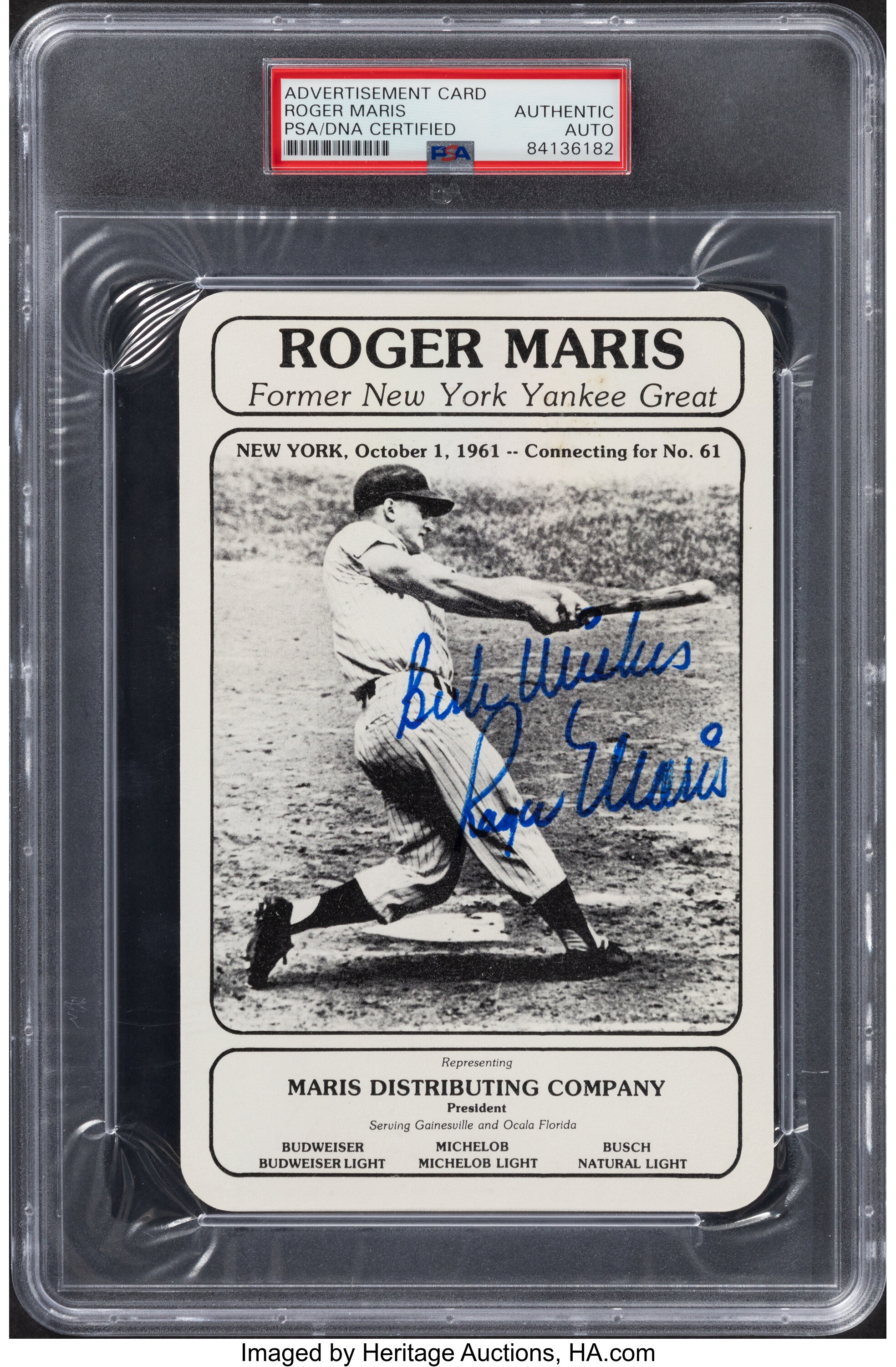1980's Roger Maris Signed Sixty-First Home Run Display Card, | Lot ...