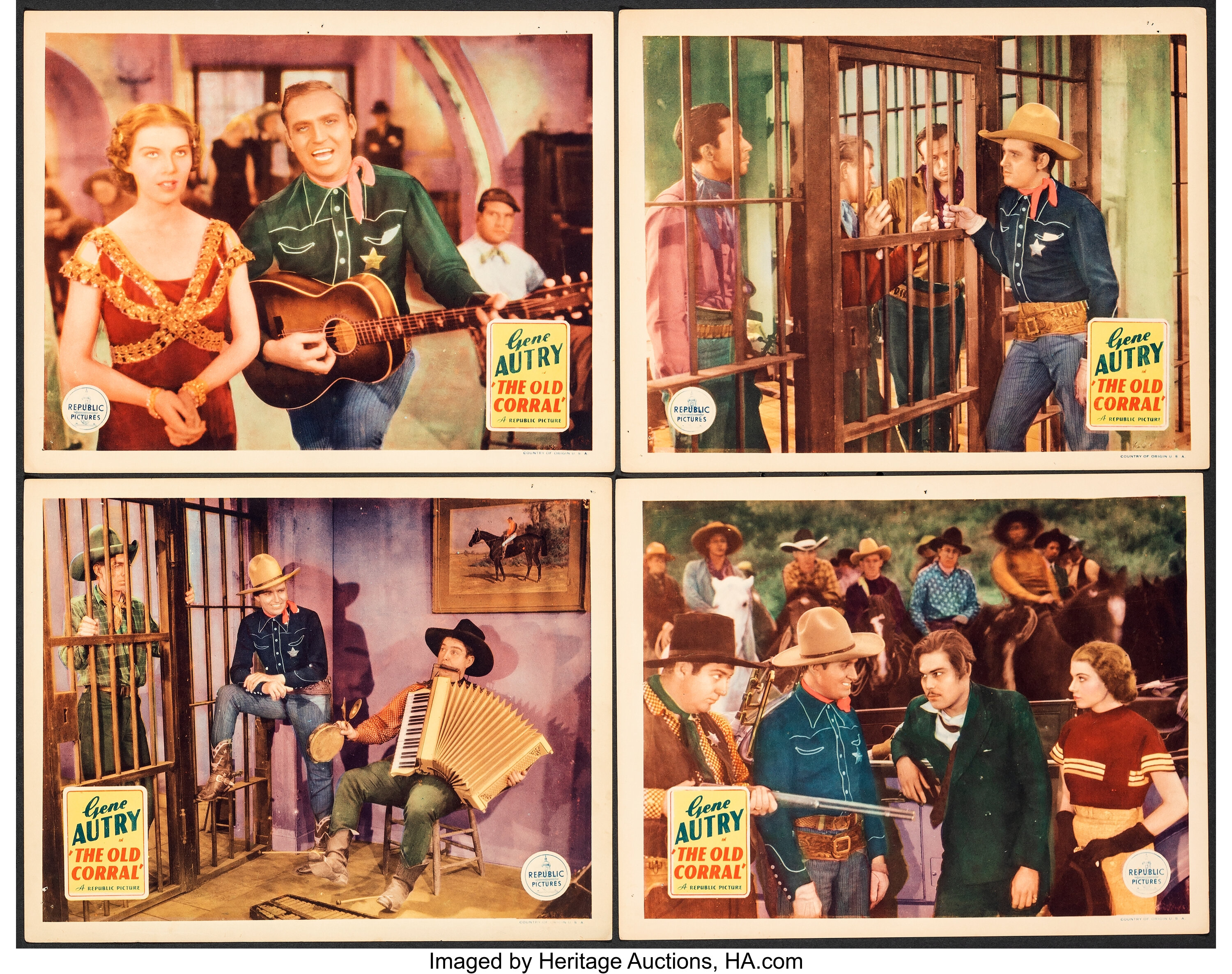 The Old Corral (Republic, 1936). Very Fine. Lobby Cards (4) (11" X ...