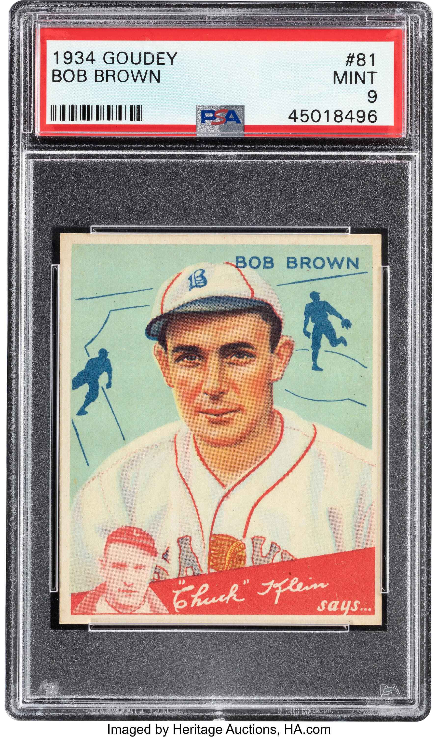 1934 Goudey Bob Brown #81 PSA Mint 9 - Pop Two, None Higher! ... | Lot ...