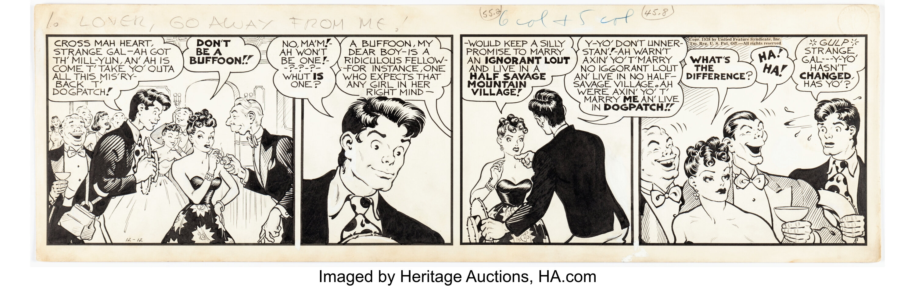 Al Capp Li'l Abner Daily Comic Strip Original Art dated 12-12-38 | Lot ...