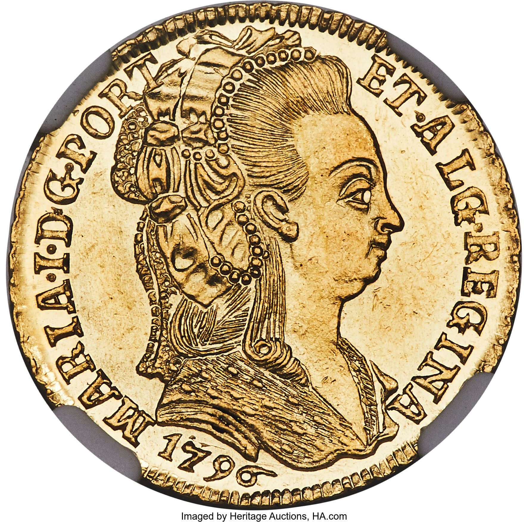 Portugal: Maria I gold Escudo (1600 Reis) 1796 MS64 NGC,... | Lot ...