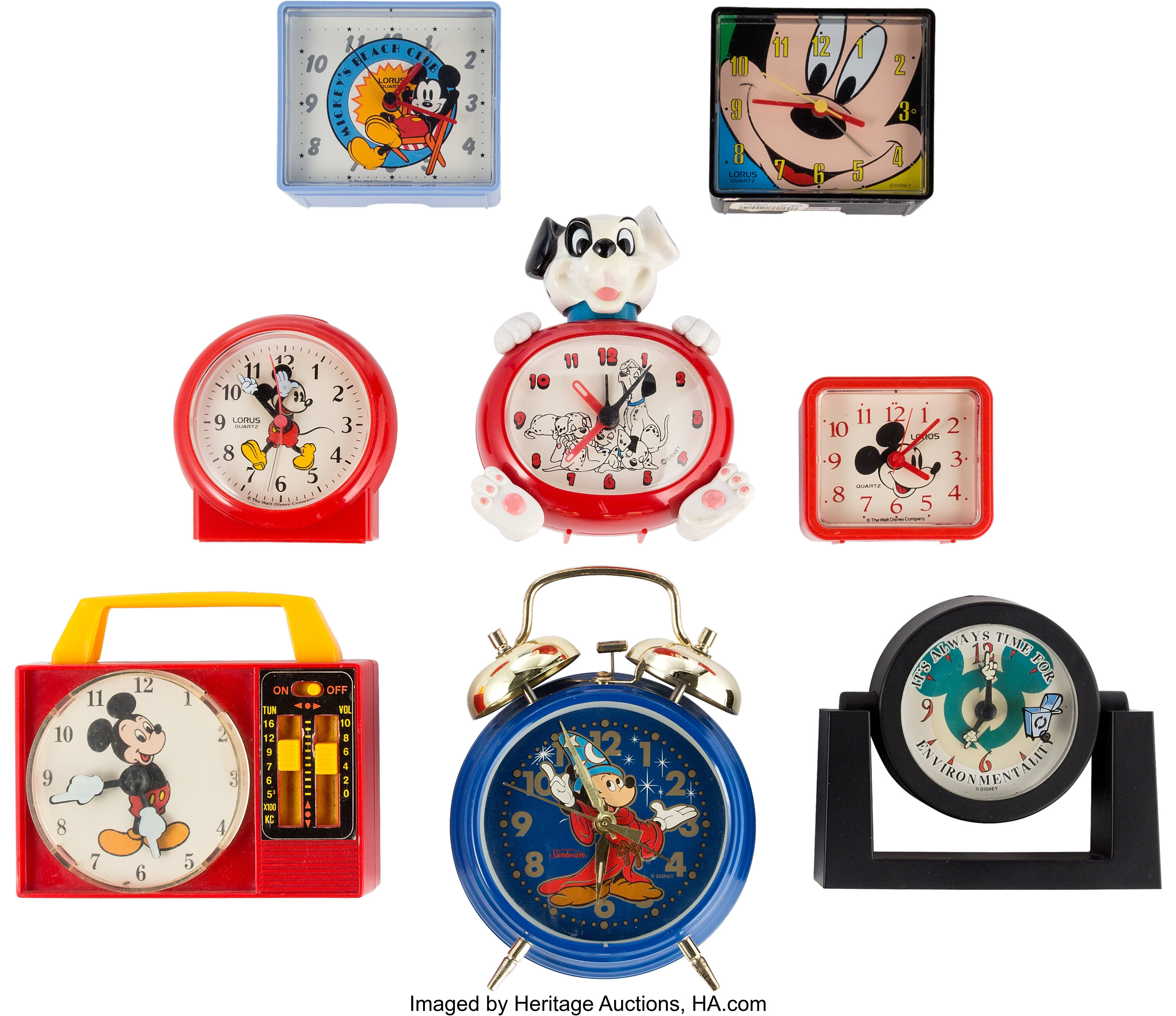 Assortment of 8 Disney Clocks (Walt Disney, c. 1970s-2000s).... | Lot ...
