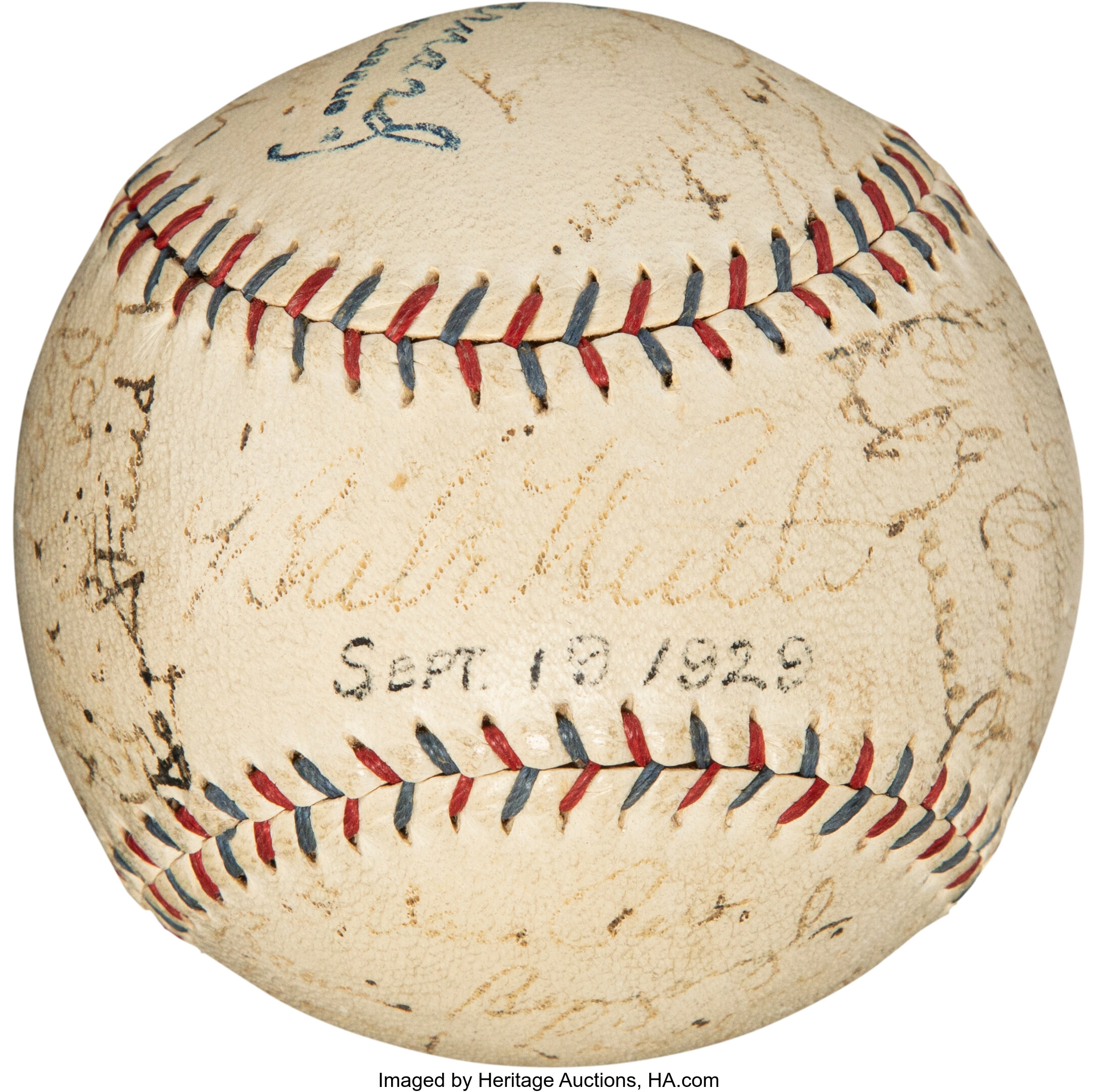 1929 New York Yankees Team Signed Baseball.... Baseball | Lot #53062 ...