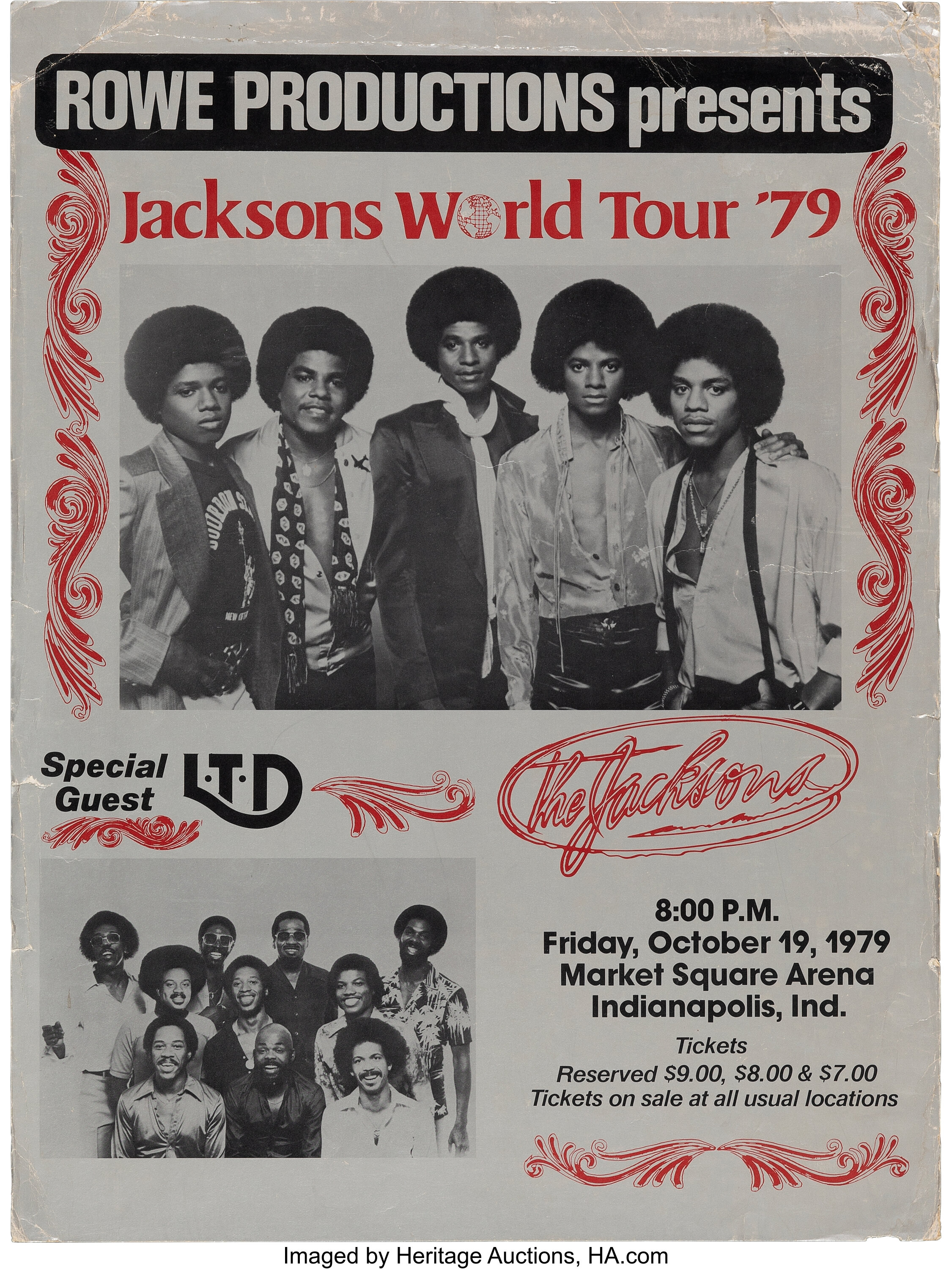 The Jacksons 1979 Indianapolis, IN Concert Poster.... Music | Lot #4336 ...