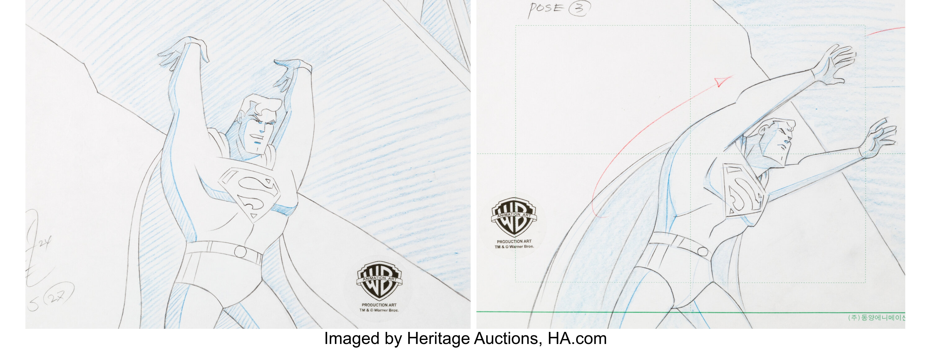Superman: The Animated Series Superman Animation Drawing (Warner | Lot ...