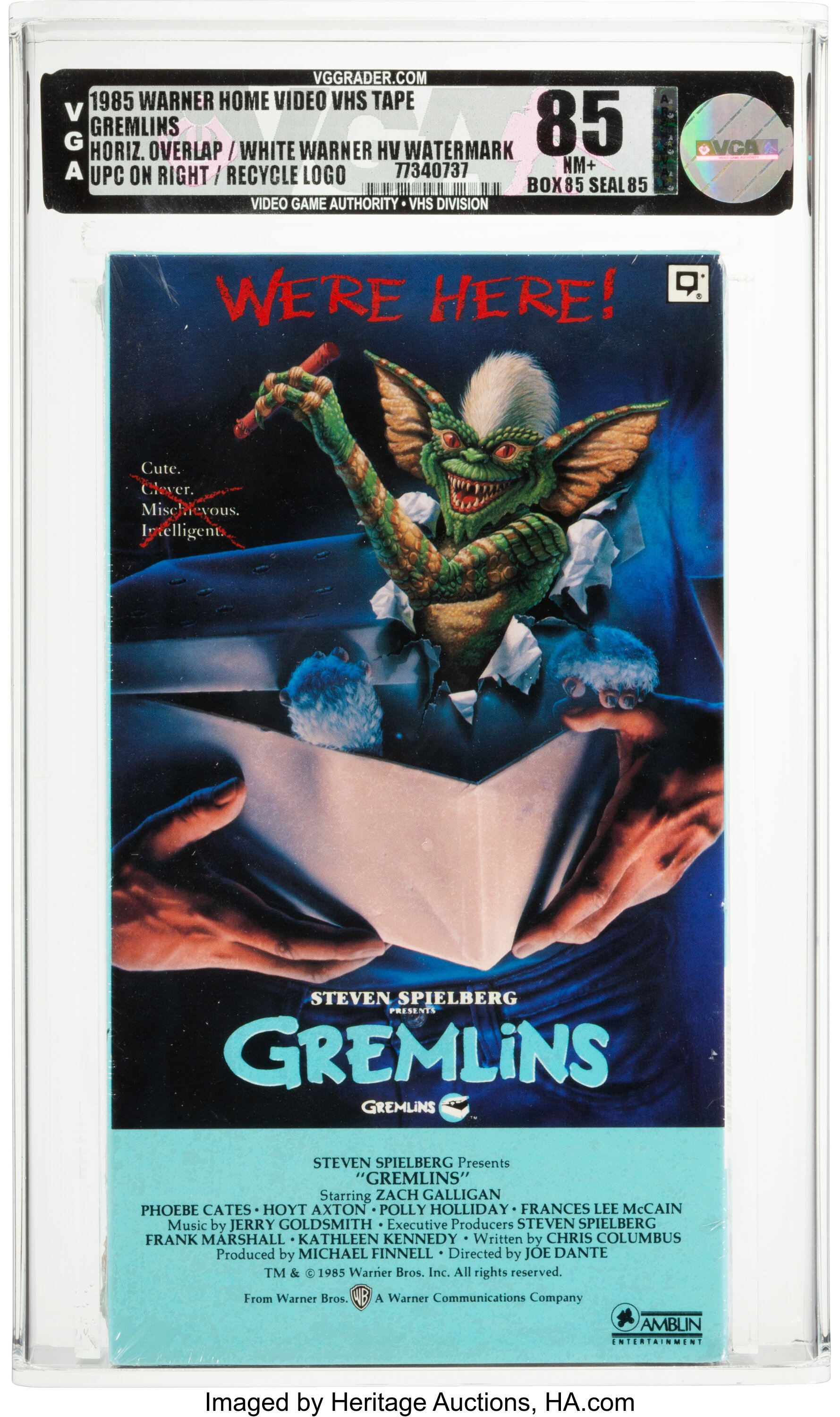 Gremlins VHS 1985, VGA 85 NM+, Recycle Logo, Horiz. Overlap / White ...