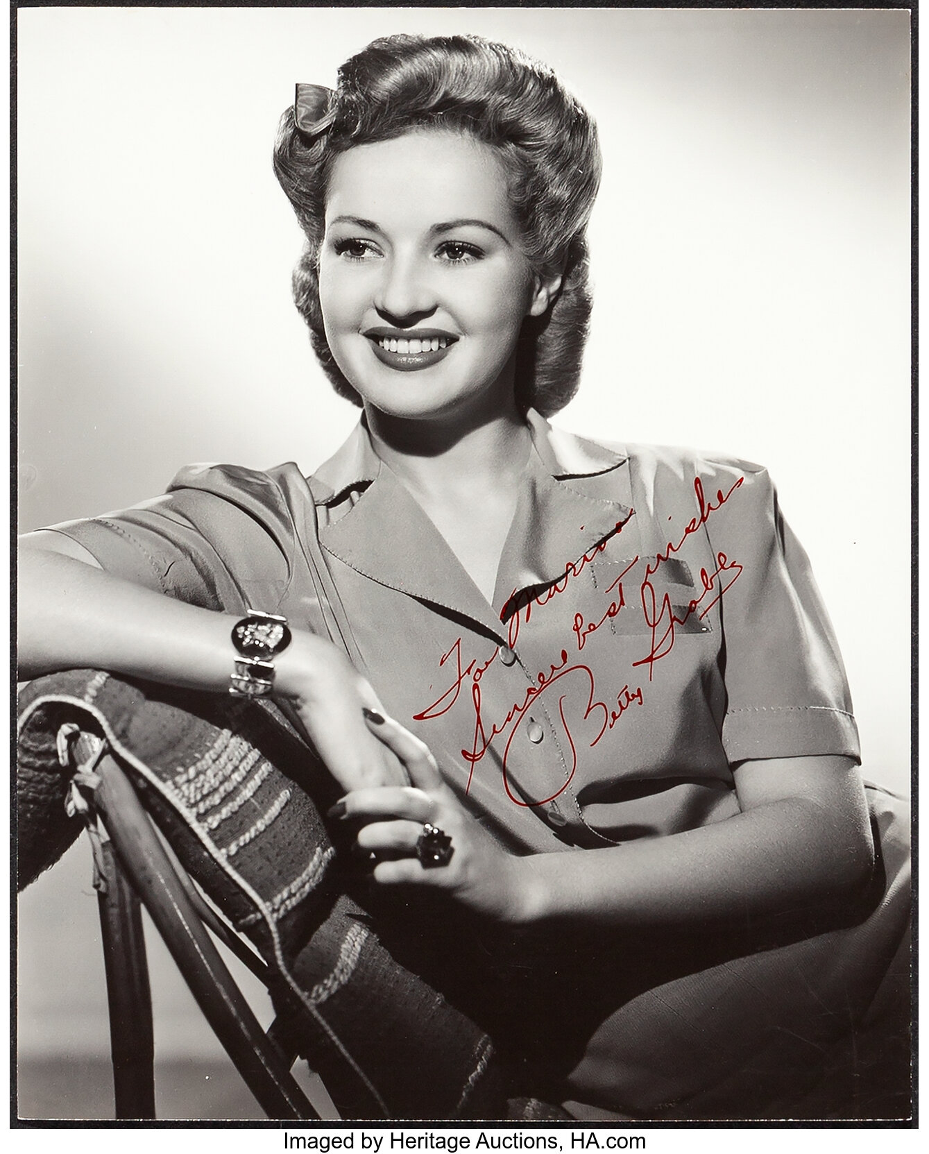 Betty Grable (1940s). Very Fine. Autographed Portrait Photo (7.5" X ...