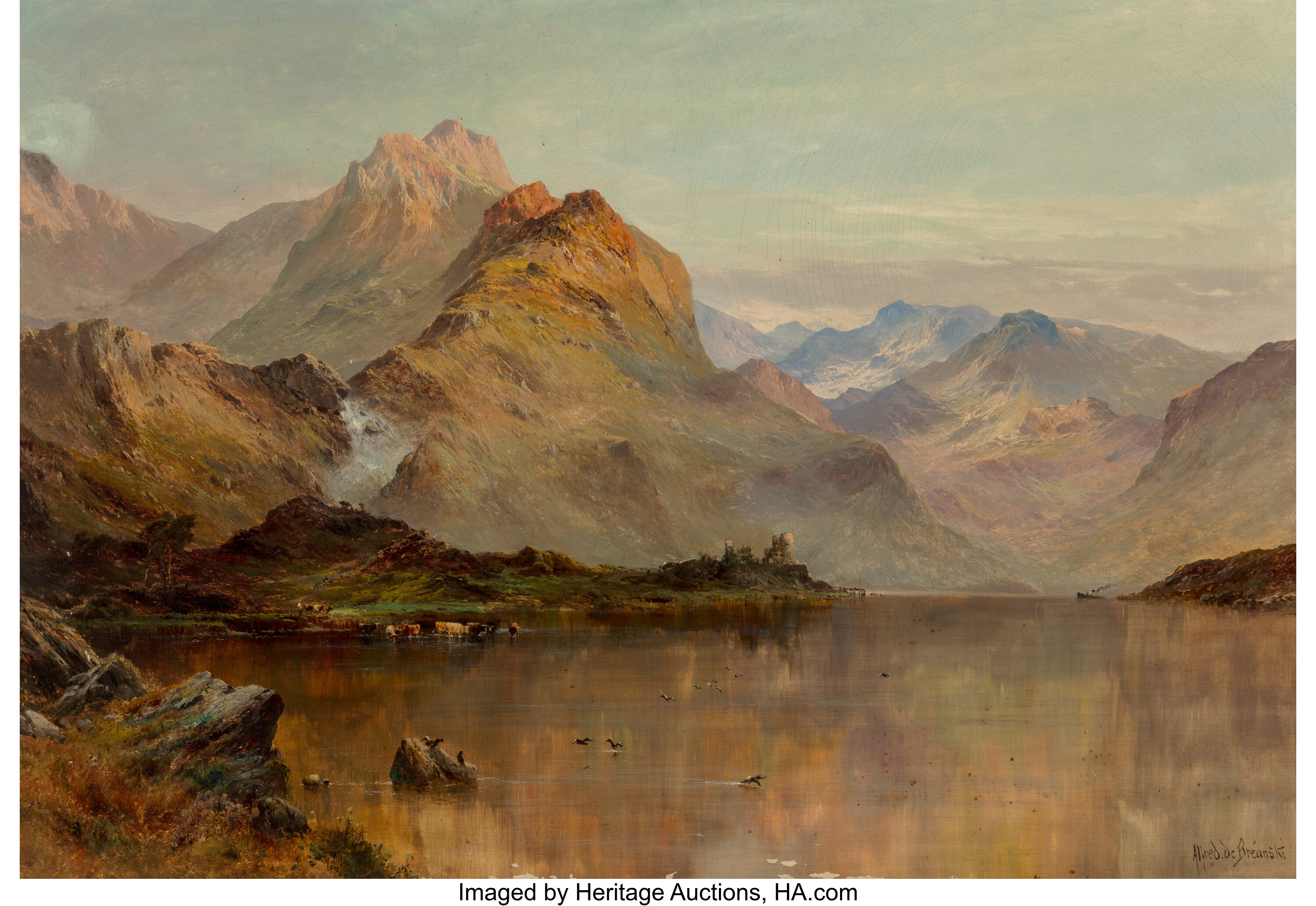 Alfred de Bréanski, Sr. (British, 1852-1928). Evening, Pass of | Lot ...