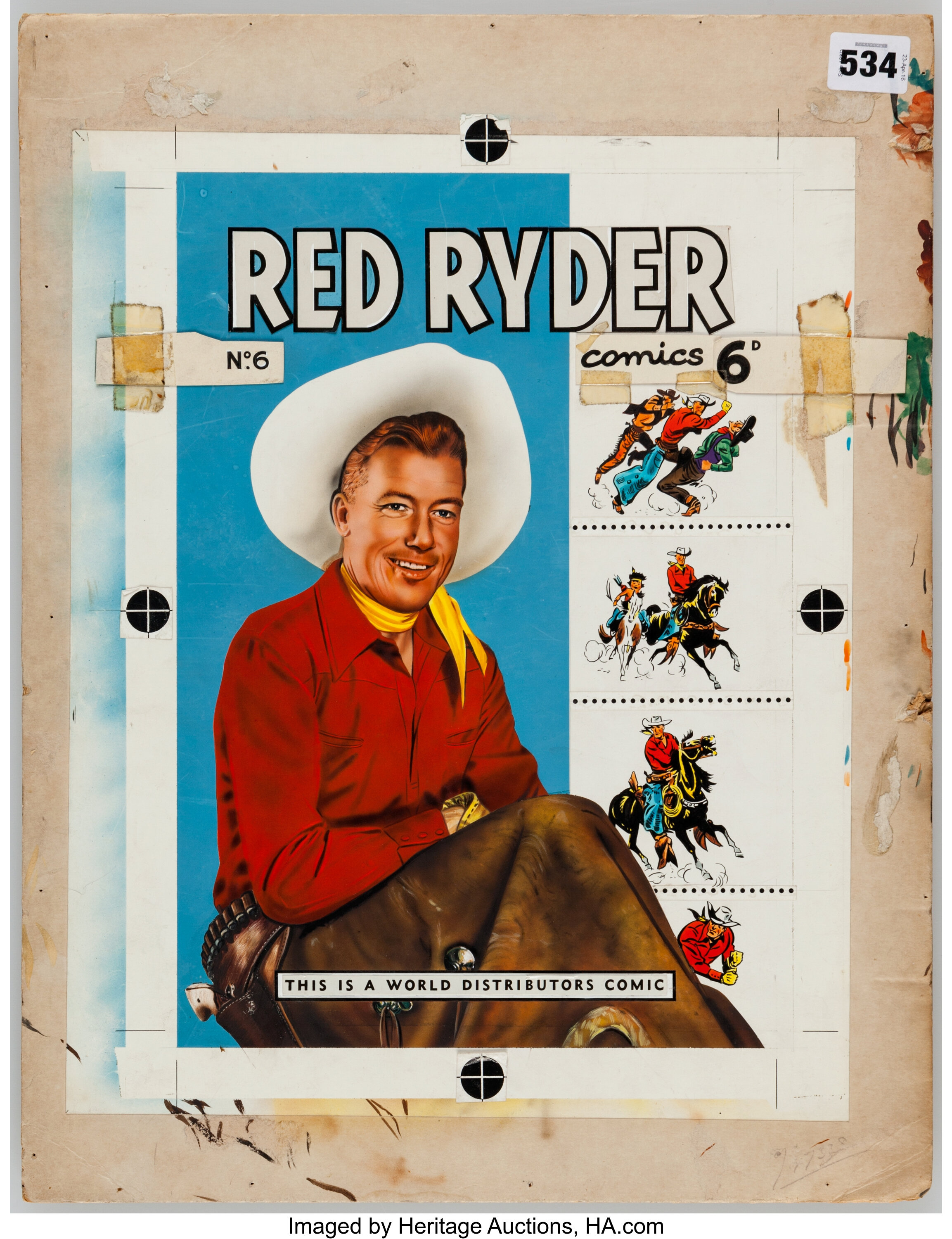 Western Cover Artist Red Ryder Comics #6 Cover Original Art (World ...