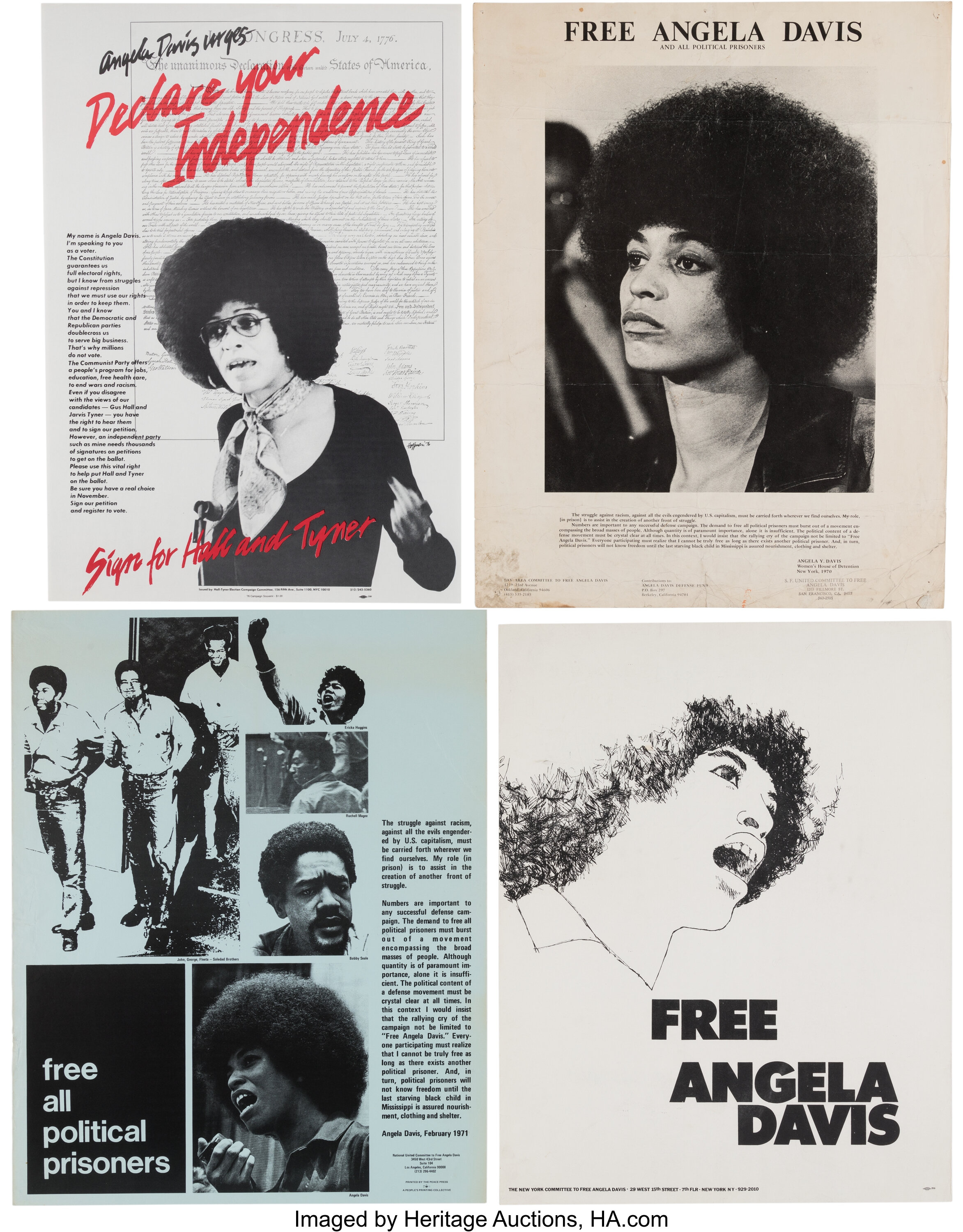 [Civil Rights Movement] Important Group of Four Scarce Angela Davis ...
