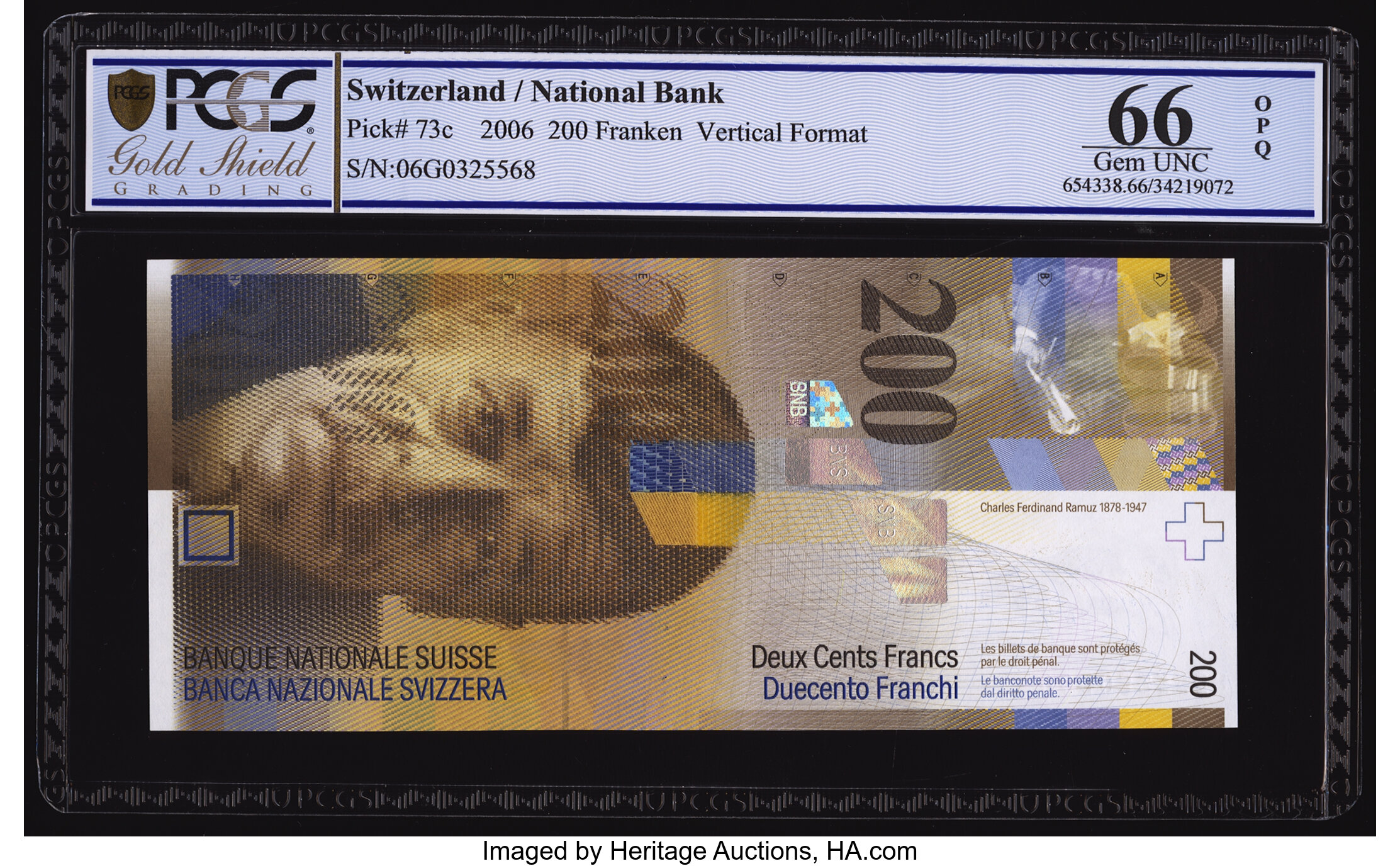 Switzerland National Bank 200 Franken 2006 Pick 73c PCGS Gold | Lot ...