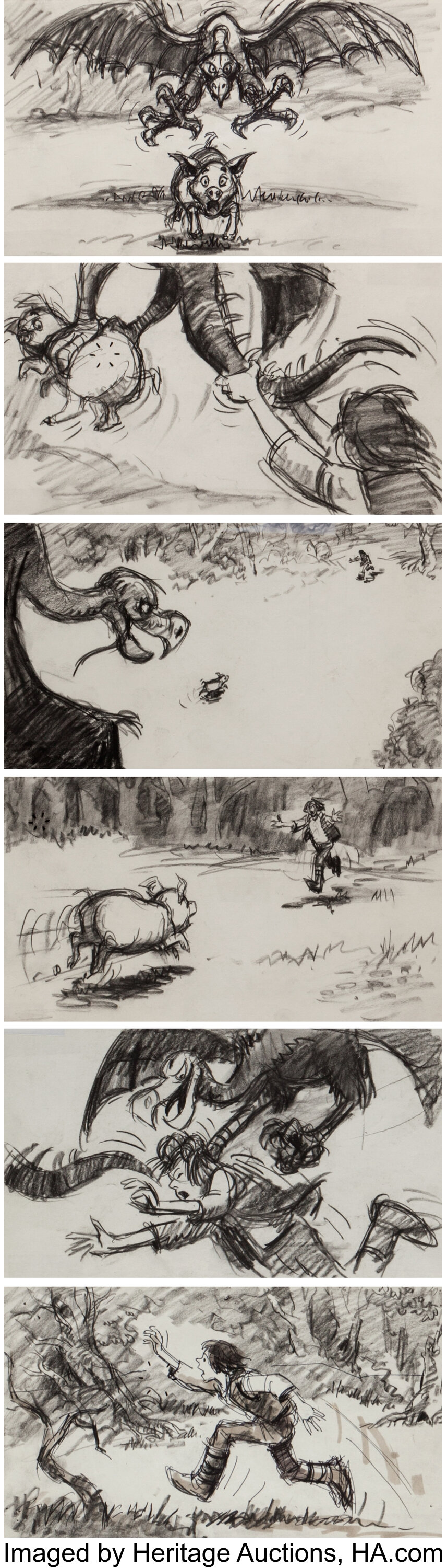 The Black Cauldron Hen Wen is Captured Storyboard Drawings Group of ...