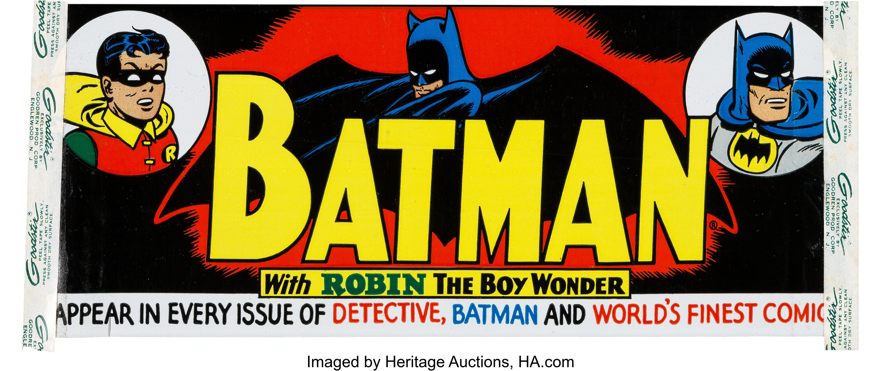 Batman Vintage Unused Promotional Translucent Acetate Window | Lot ...