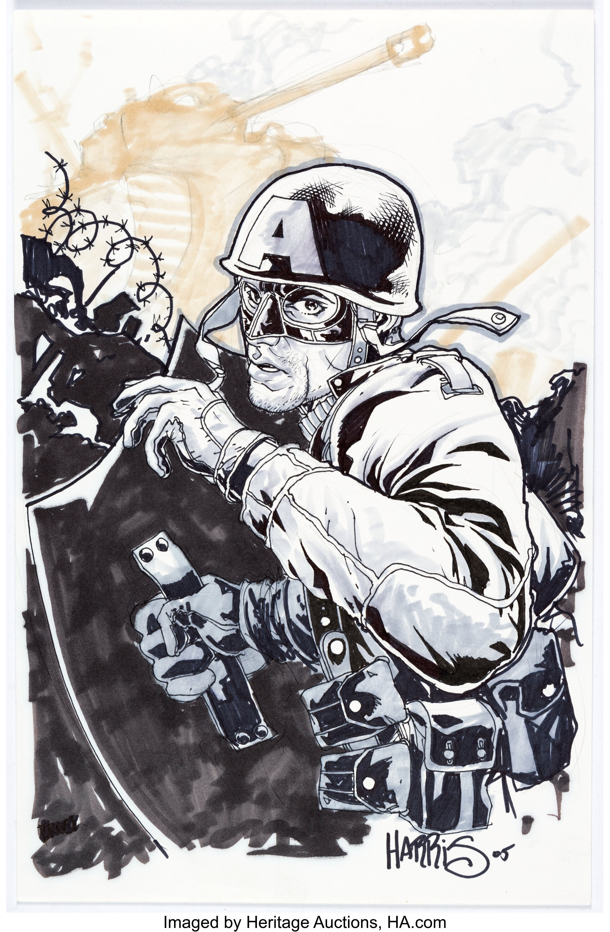 Tony Harris -Ultimate WWII Captain America Illustration Original | Lot ...
