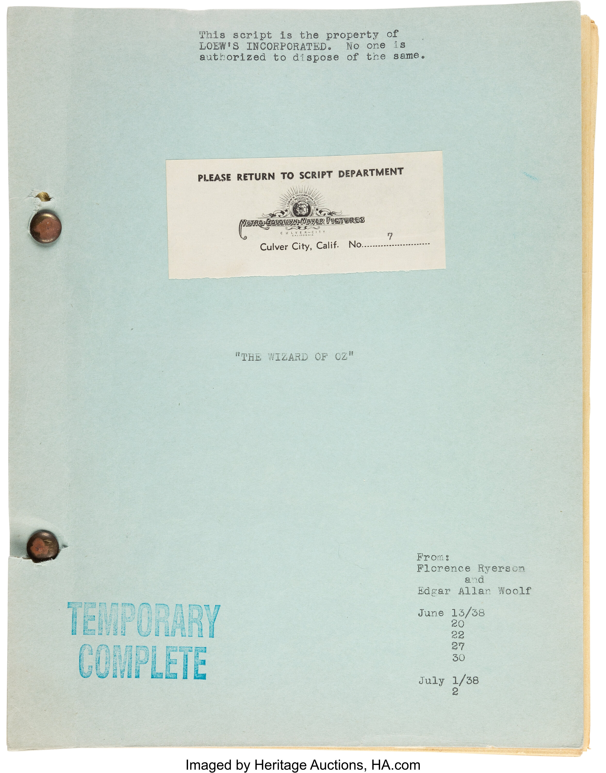 An Important Script in the Creation of the Classic Fantasy Film The ...