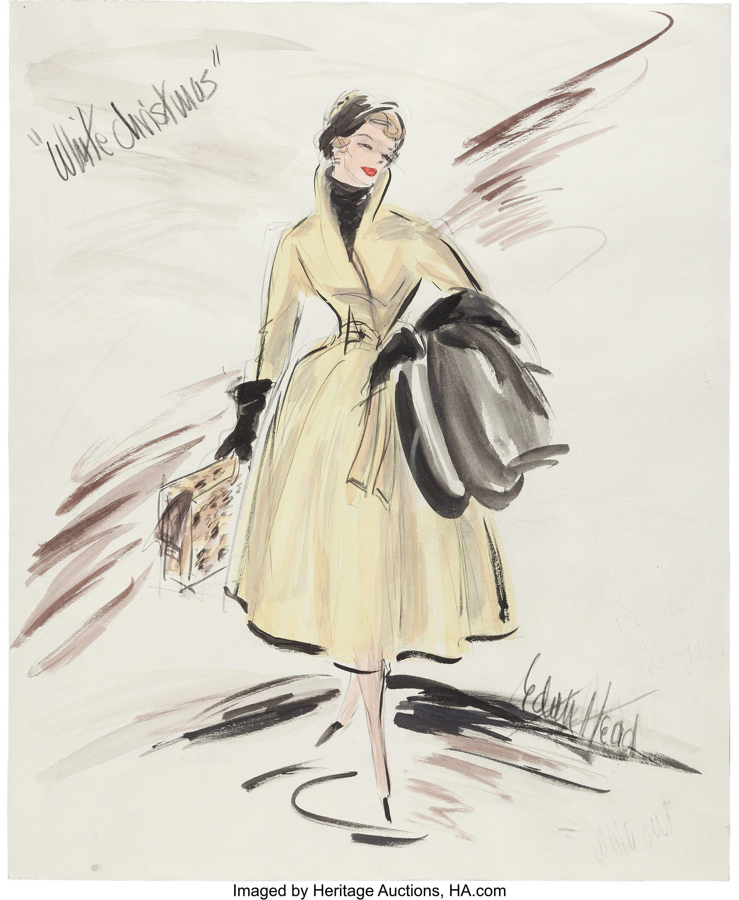 Vera-Ellen "Judy Haynes" Costume Sketch by Edith Head for White | Lot ...