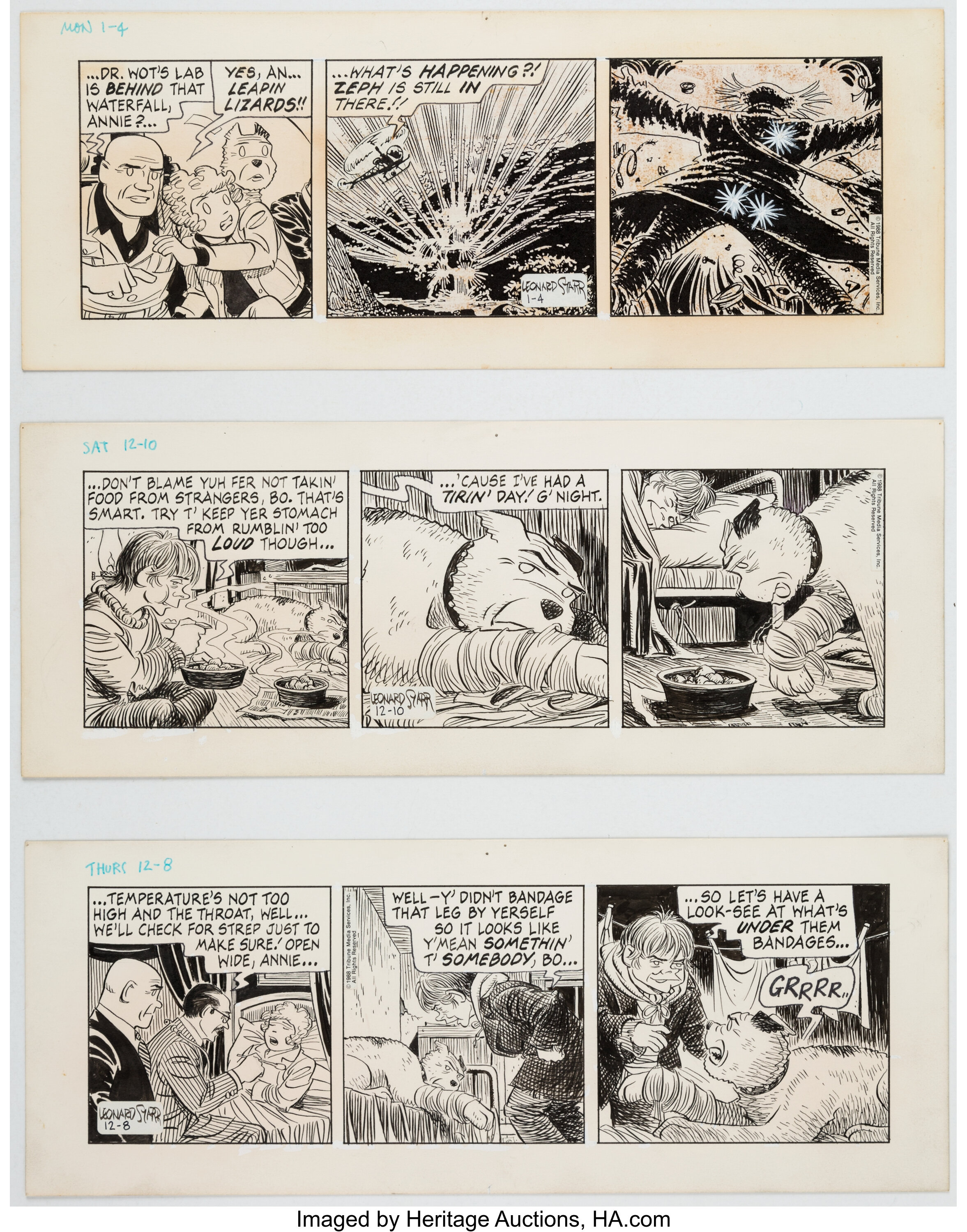 Leonard Starr Little Orphan Annie Daily Comic Strip Original Art | Lot ...