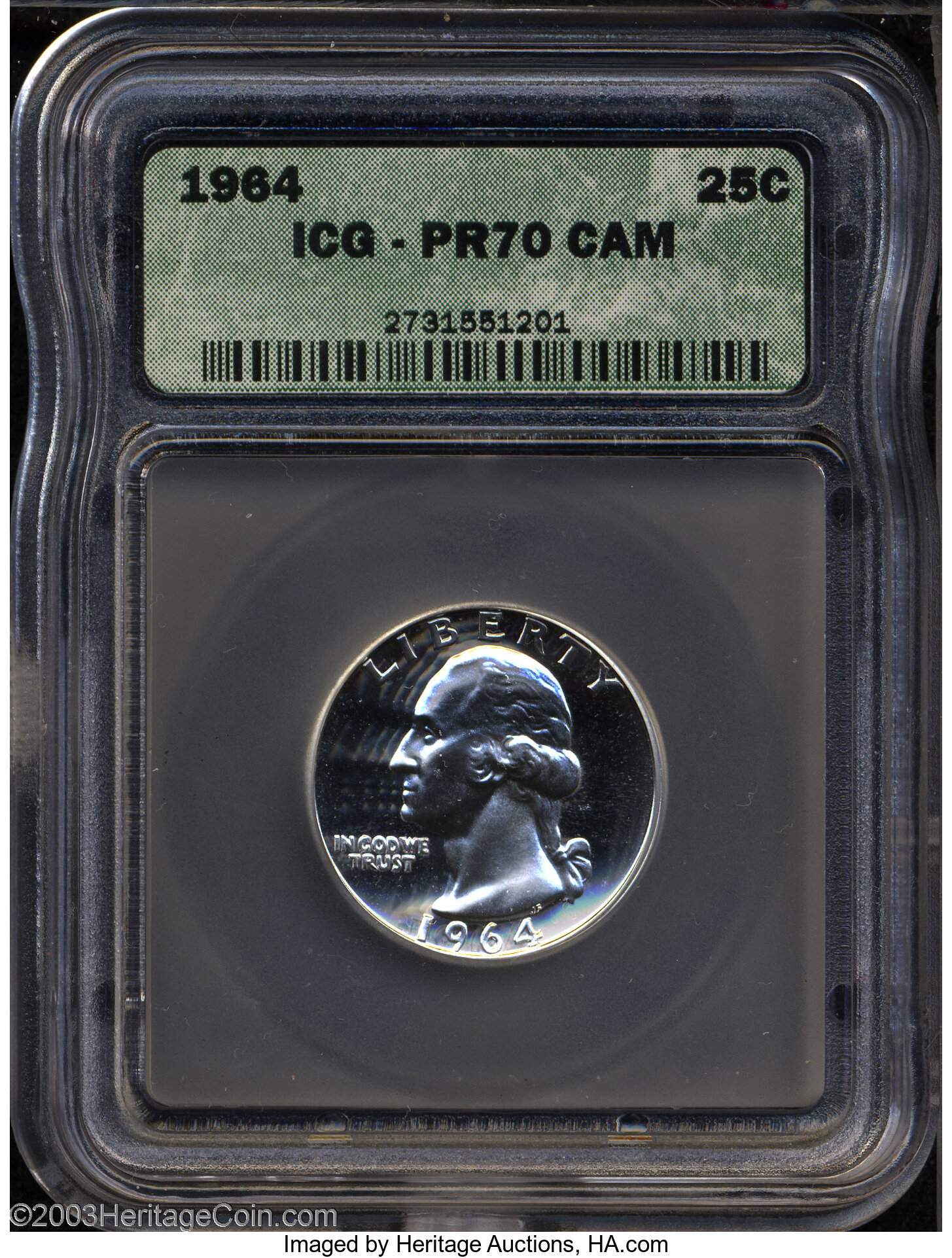 1964 PR 70 Cameo ICG. ... Proof Washington Quarters | Lot #11512 ...