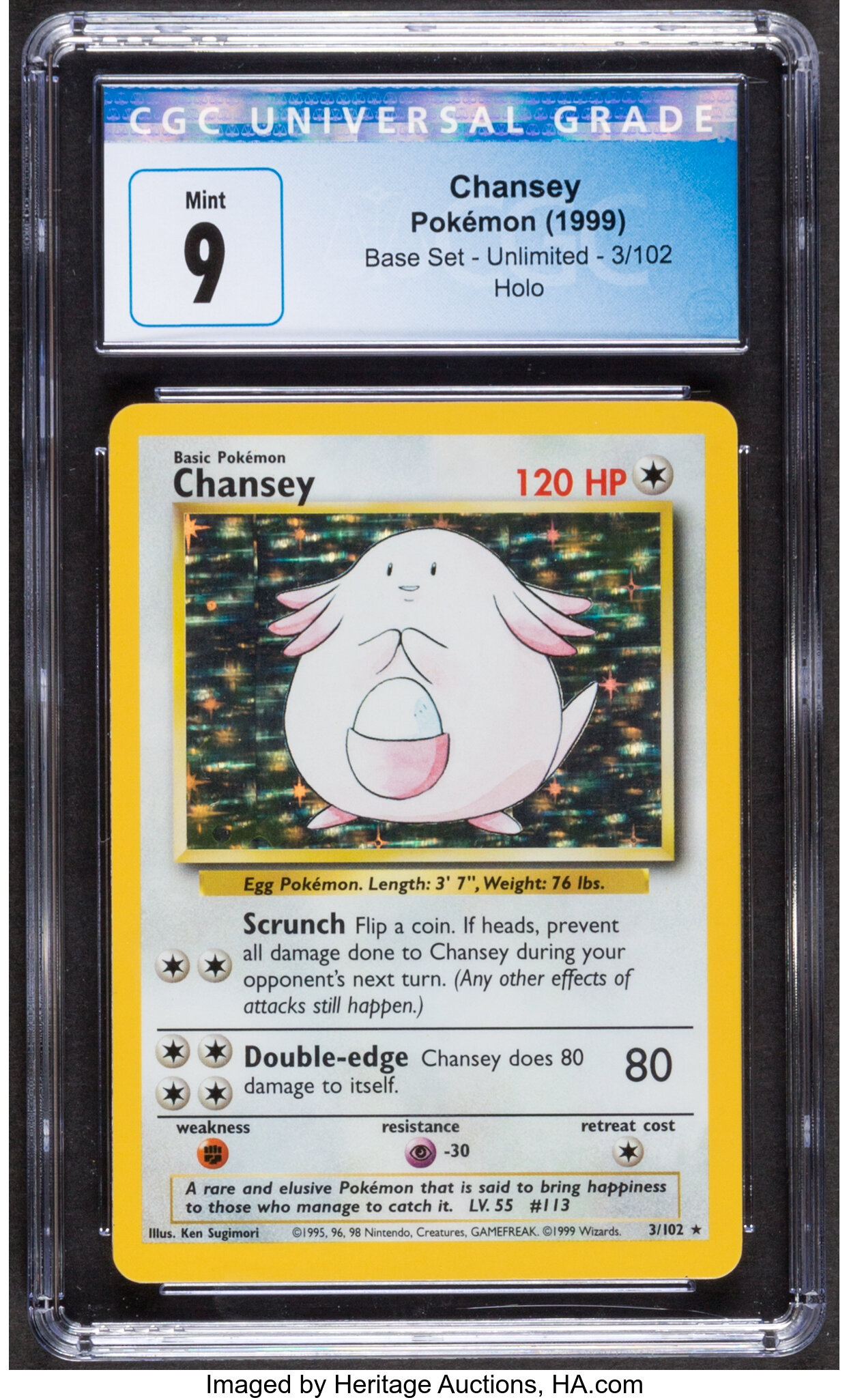 Pokémon Chansey 3 Unlimited Base Set CGC Trading Card Game Mint 9 | Lot ...