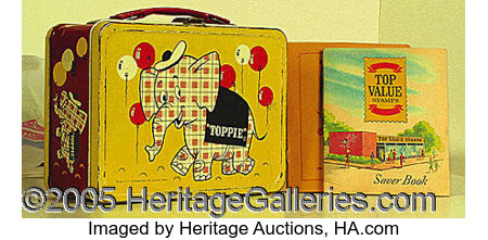 ONE OF THE RAREST LUNCH BOXES TOPPIE TOP VALUE STAMPS LIMITED DI ...