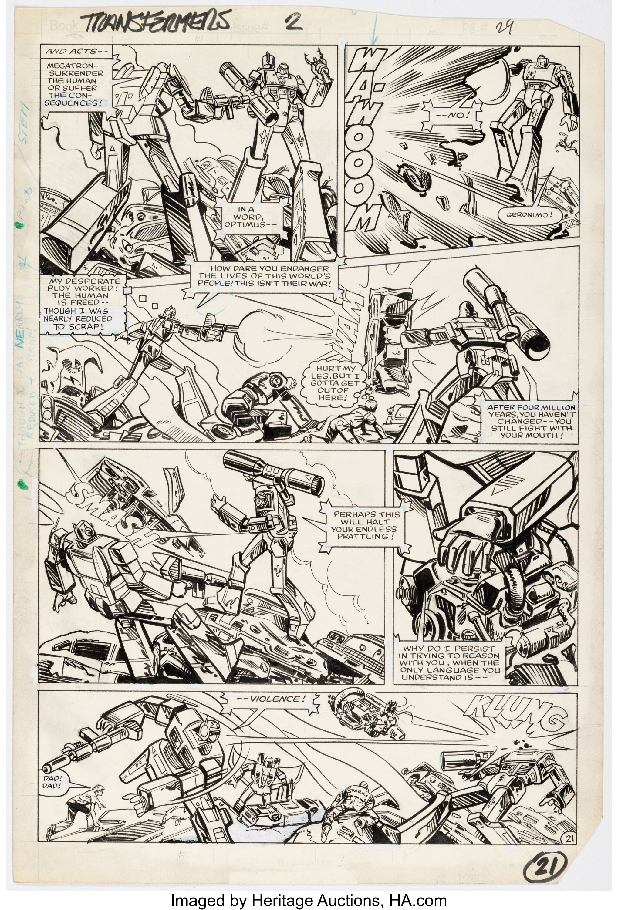 Frank Springer and Kim DeMulder The Transformers #2 Story Page 21 | Lot ...