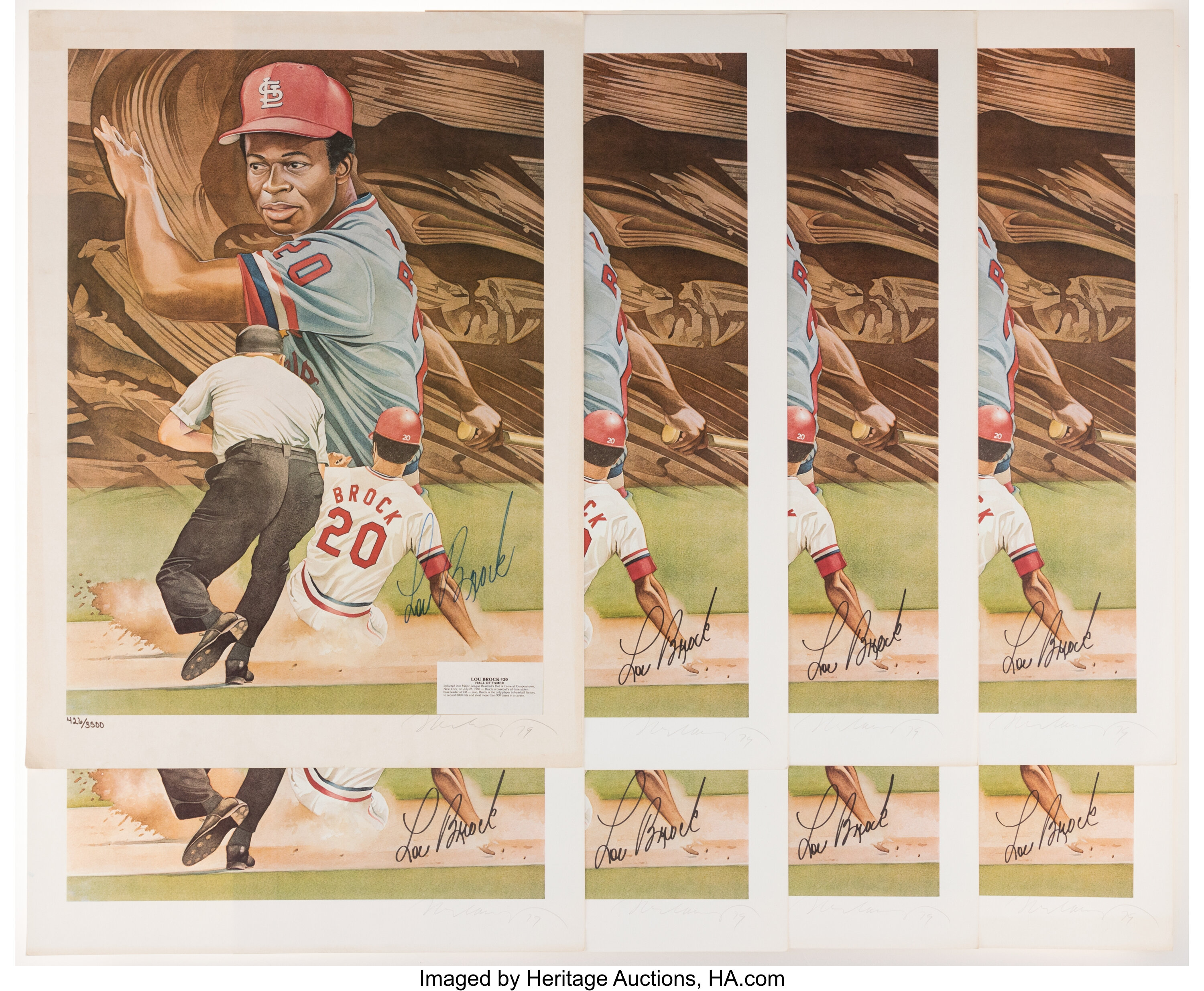 Lou Brock Signed Lithographs, Lot of 8 from The Lou Brock | Lot #41305 ...