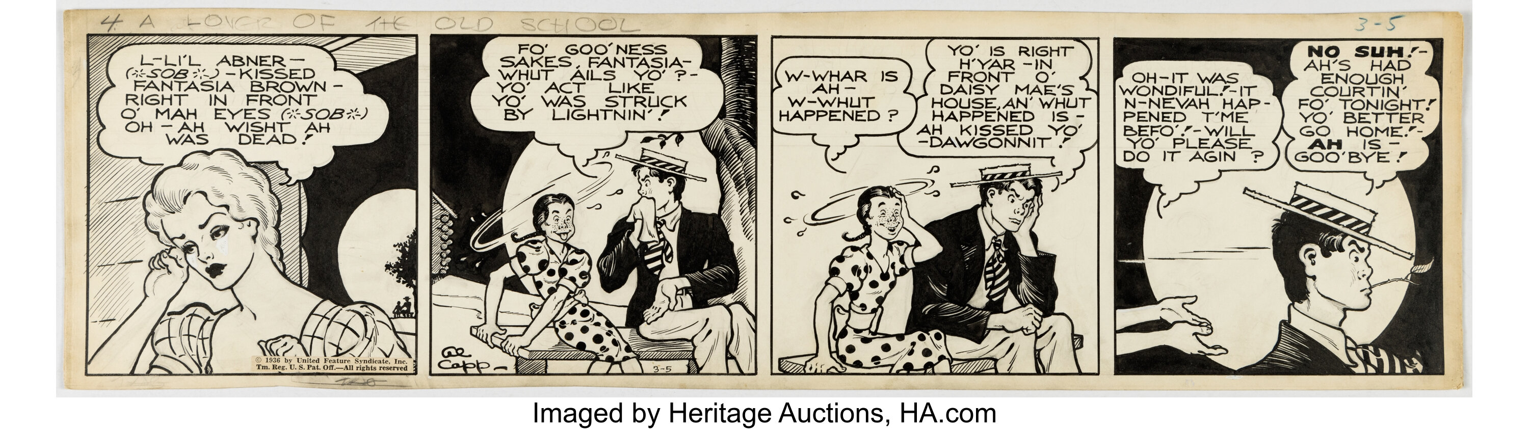 Al Capp Li'l Abner Daily Comic Strip Original Art dated 3-5-36 | Lot ...