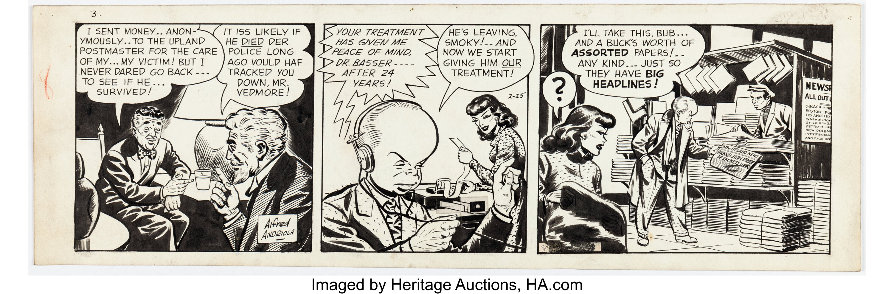 Alfred Andriola Kerry Drake Daily Comic Strip Original Art dated | Lot ...