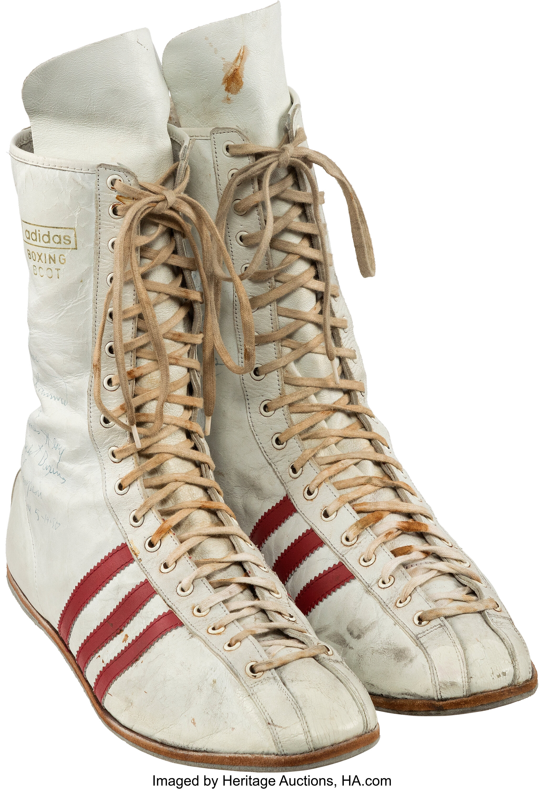1980 Muhammad Ali Worn & Signed Shoes from Training for Larry | Lot ...