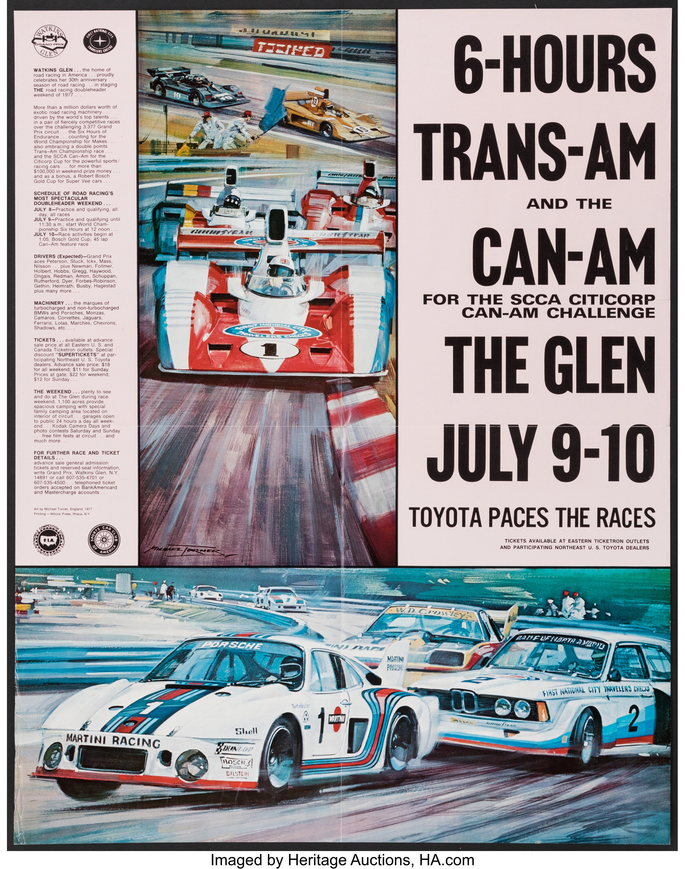 1977 Trans-Am And The Can-Am Racing Doubleheader Poster.... | Lot ...