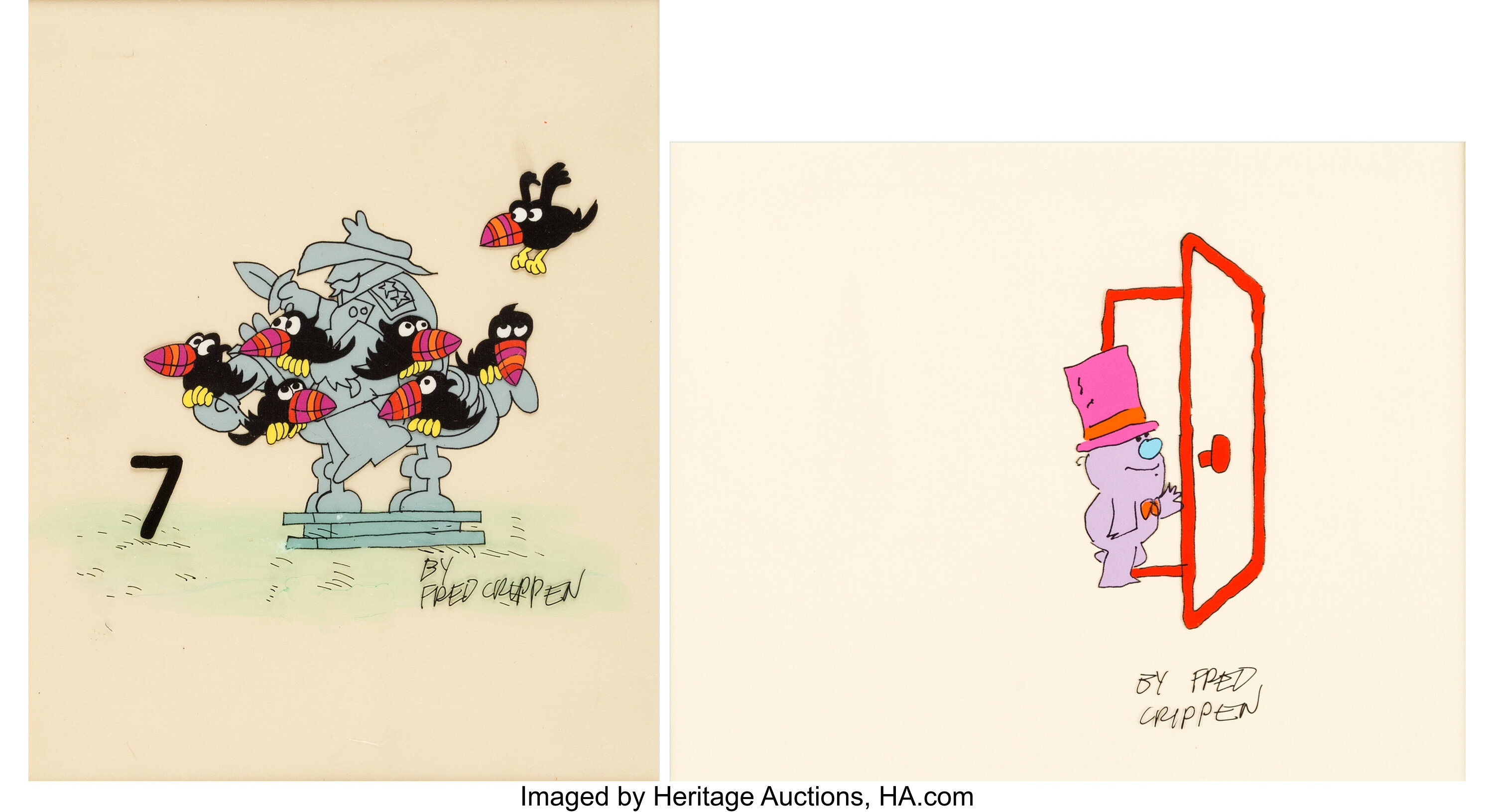 Sesame Street Production Cel Signed by Fred Crippen Group of 2 | LotID ...