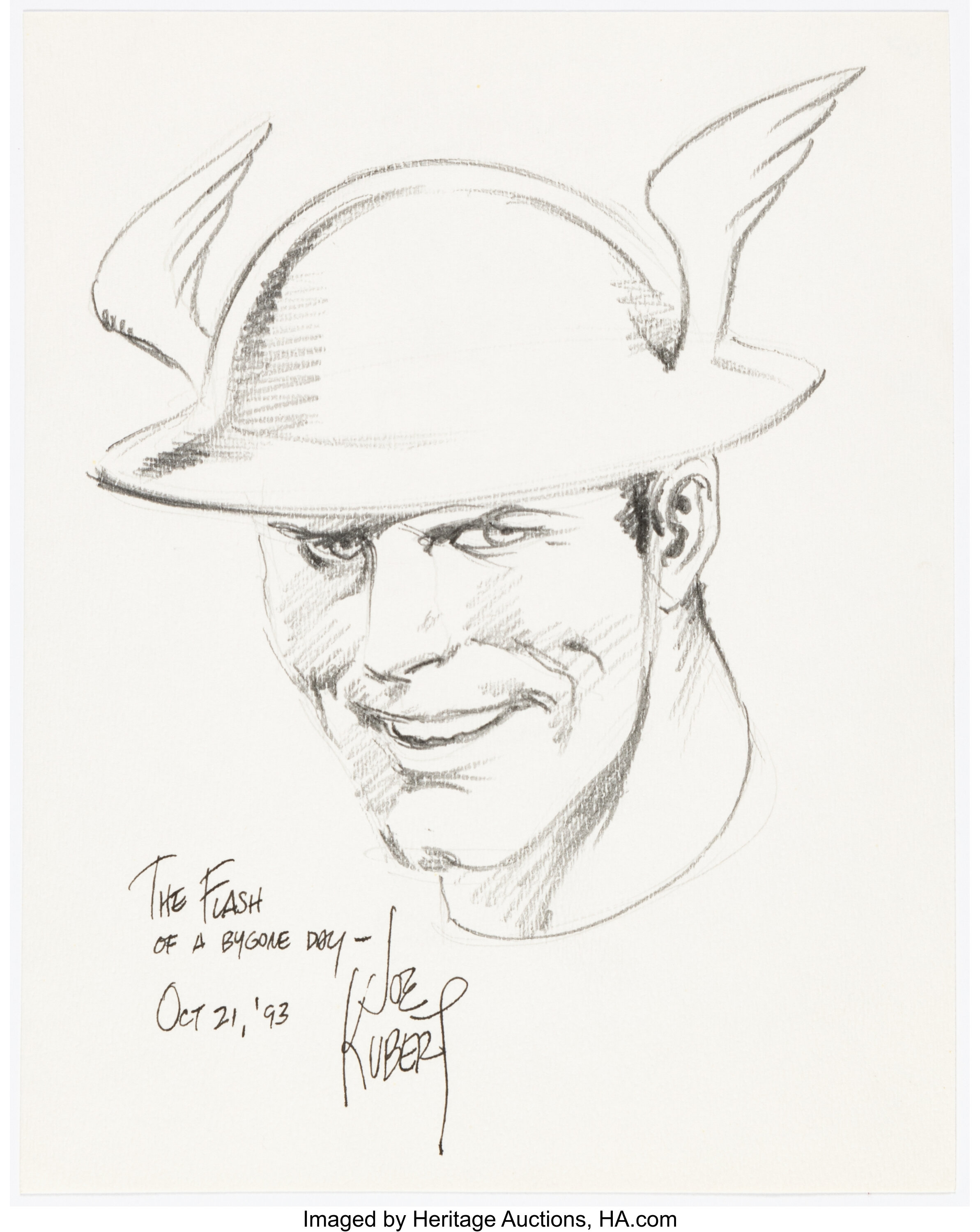 Joe Kubert - Golden Age Flash Sketch Original Art (1993).... | Lot ...