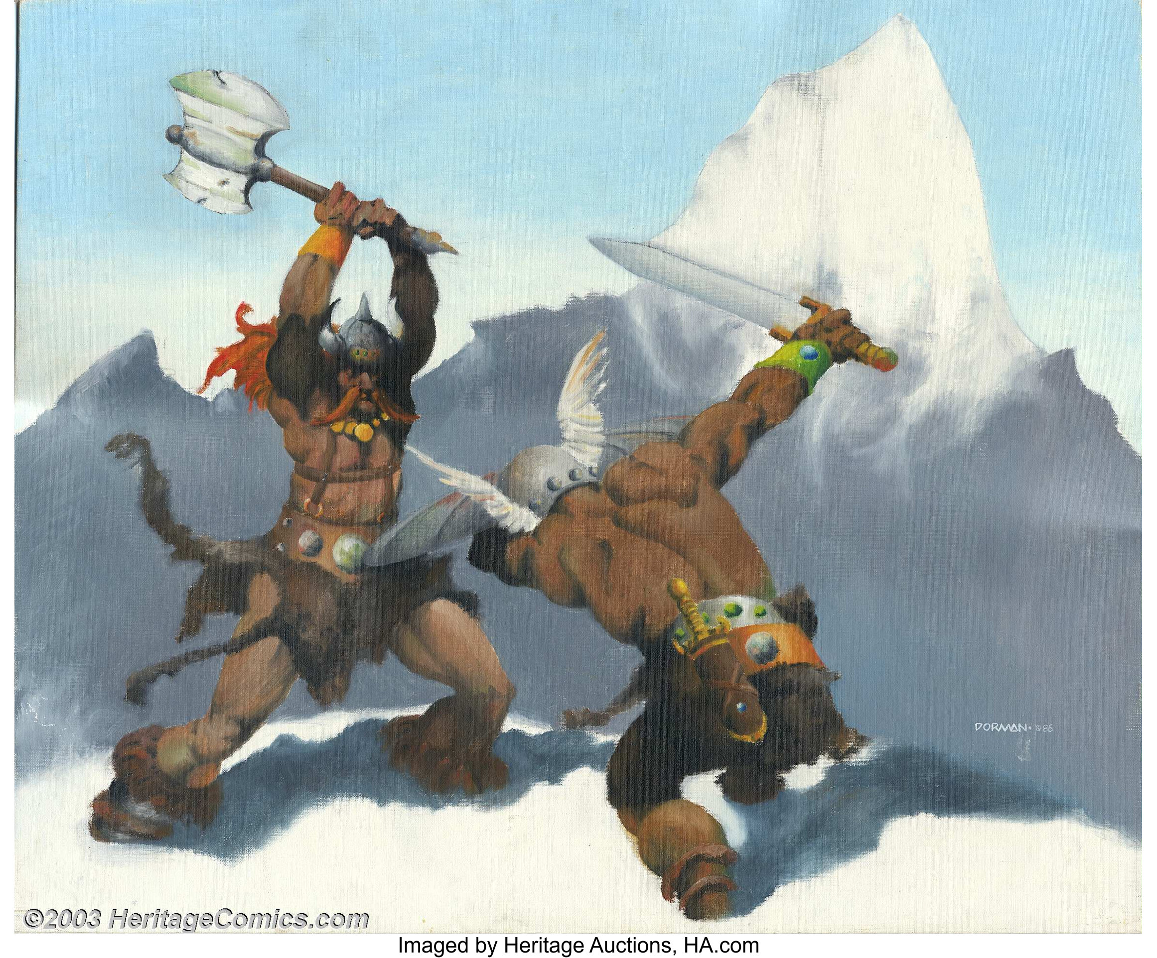 Dave Dorman - Original Fantasy Painting, Barbarians in Combat | Lot ...