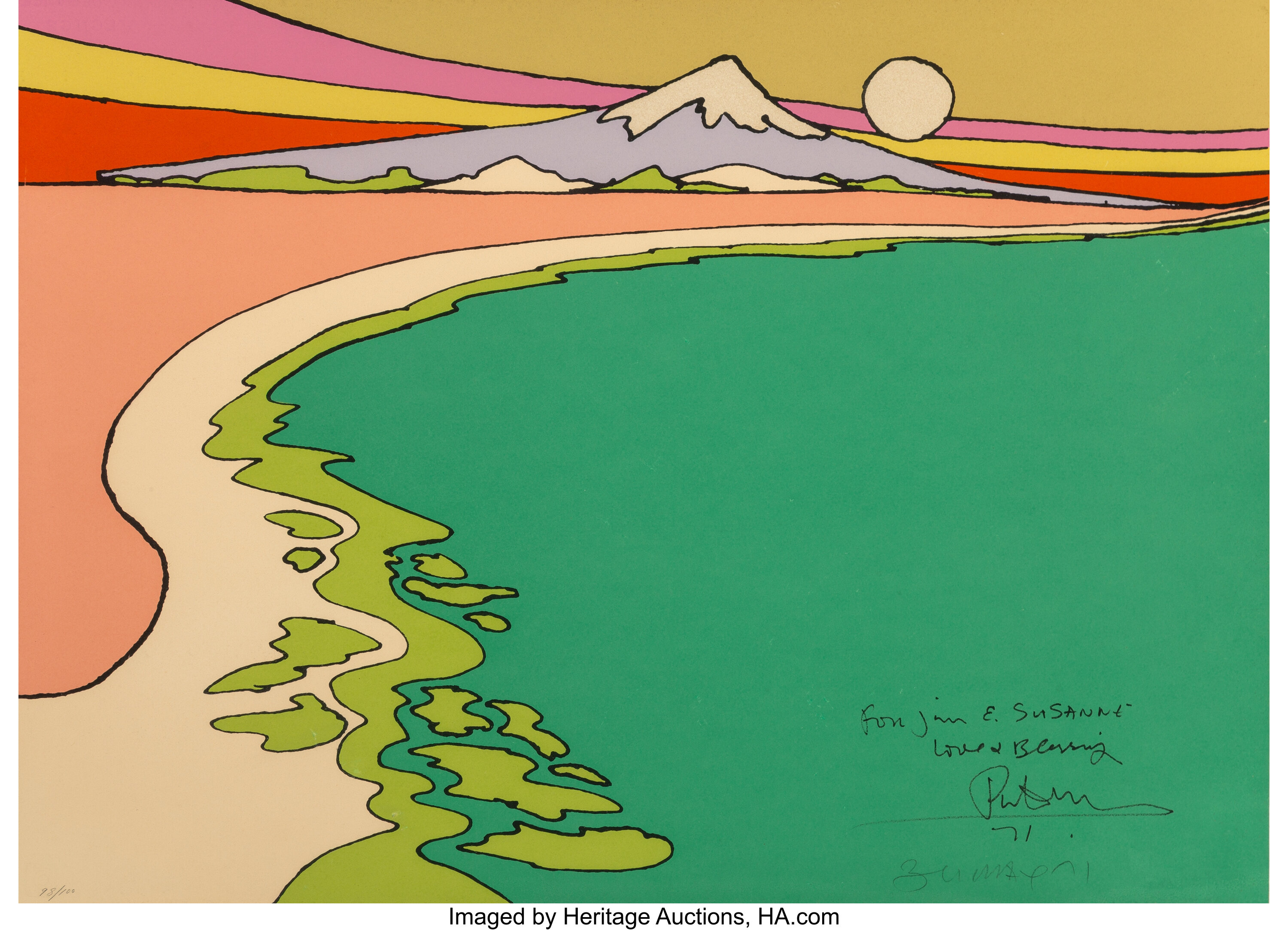 Peter Max (American, b. 1937). Joy, 1971. Screenprint in colors on ...