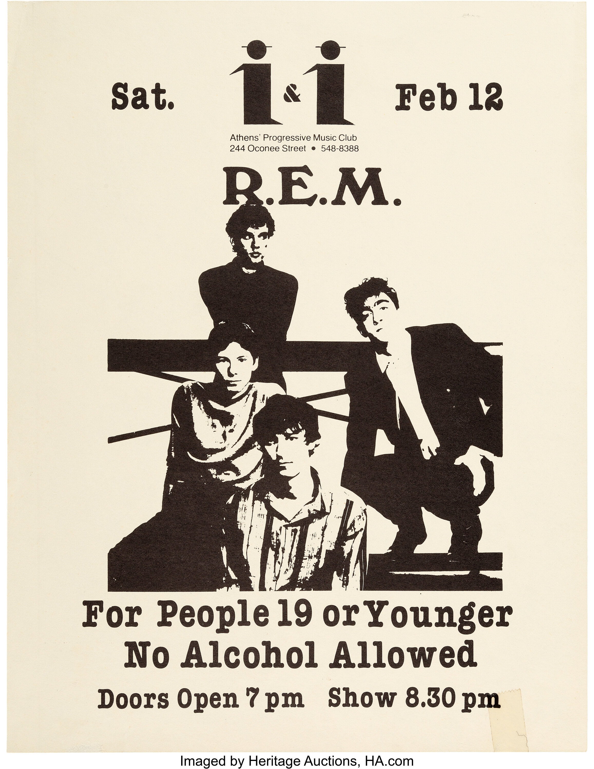 R.E.M. 1983 Athens, GA Concert Handbill.... Music Memorabilia | Lot ...