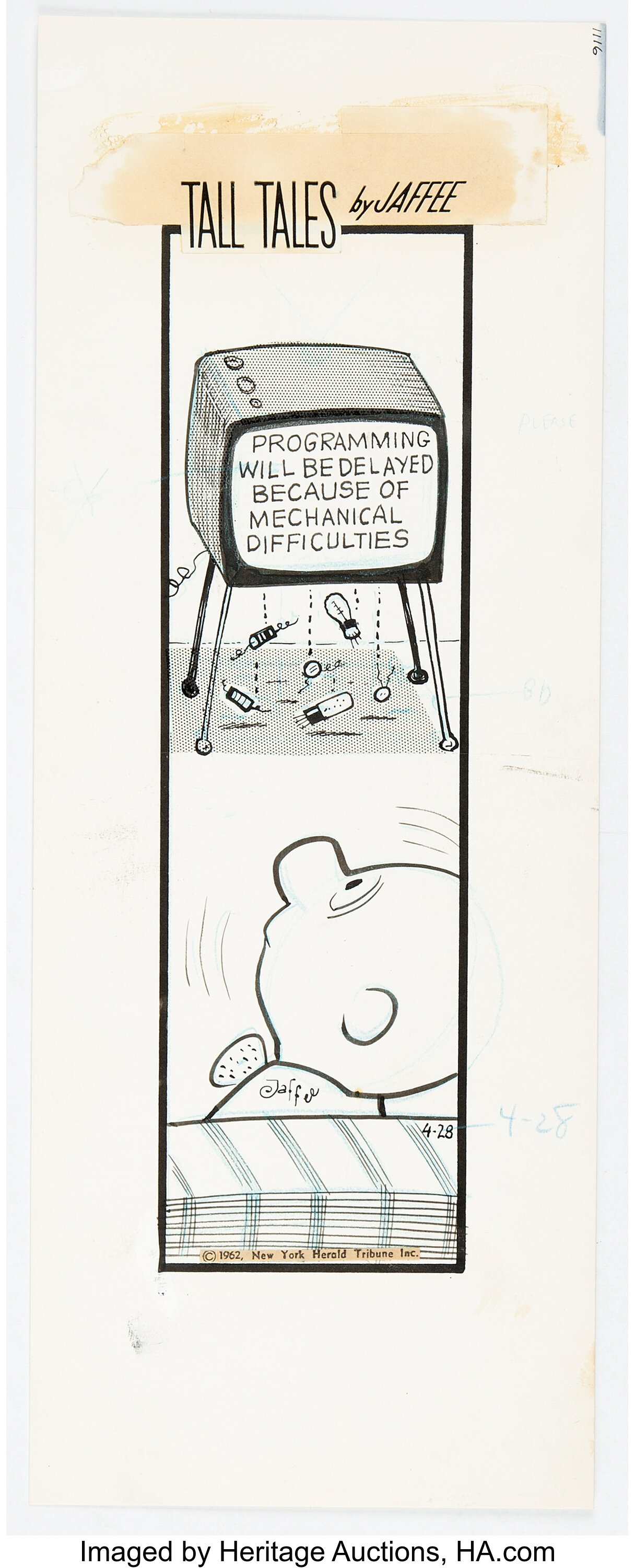 Al Jaffee Tall Tales Daily Comic Strip Original Art dated 4-28-62 | Lot ...