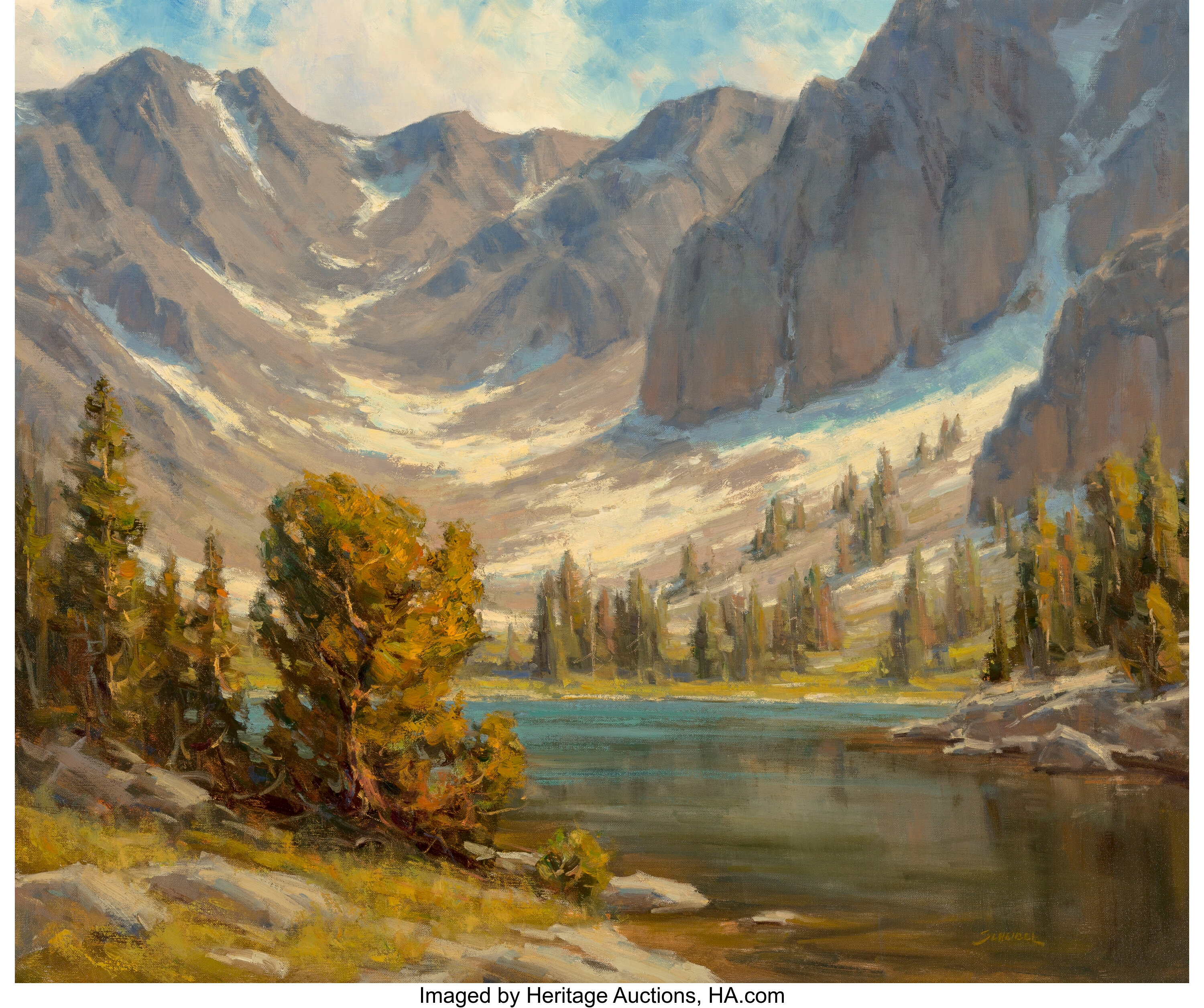 Greg Scheibel (American, b. 1961). High Country Lake. Oil on | Lot ...