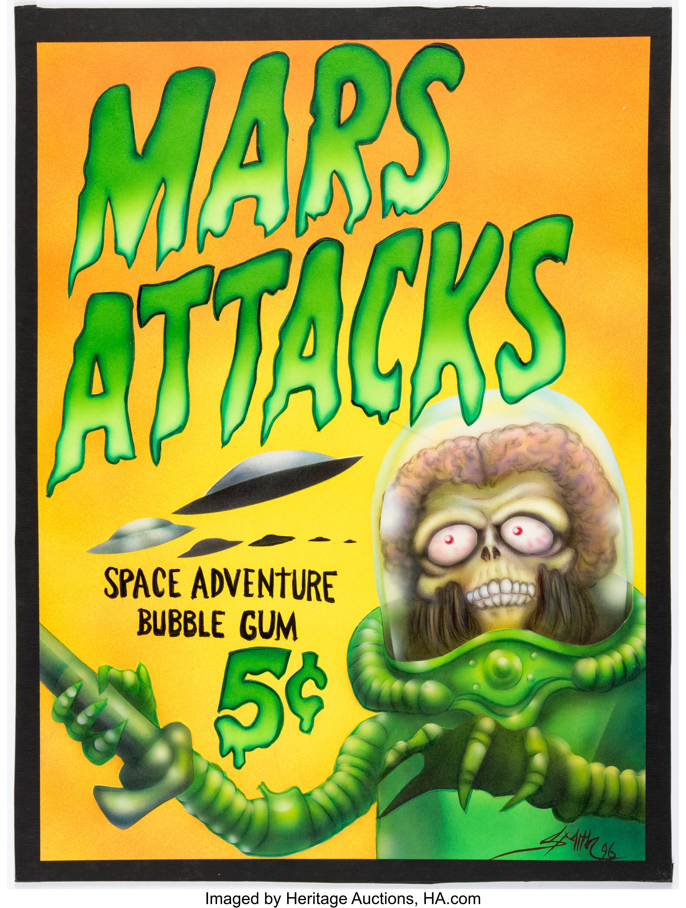 Mars Attacks "Space Bubble Gum" Trading Card Re-creation | Lot #46196 ...