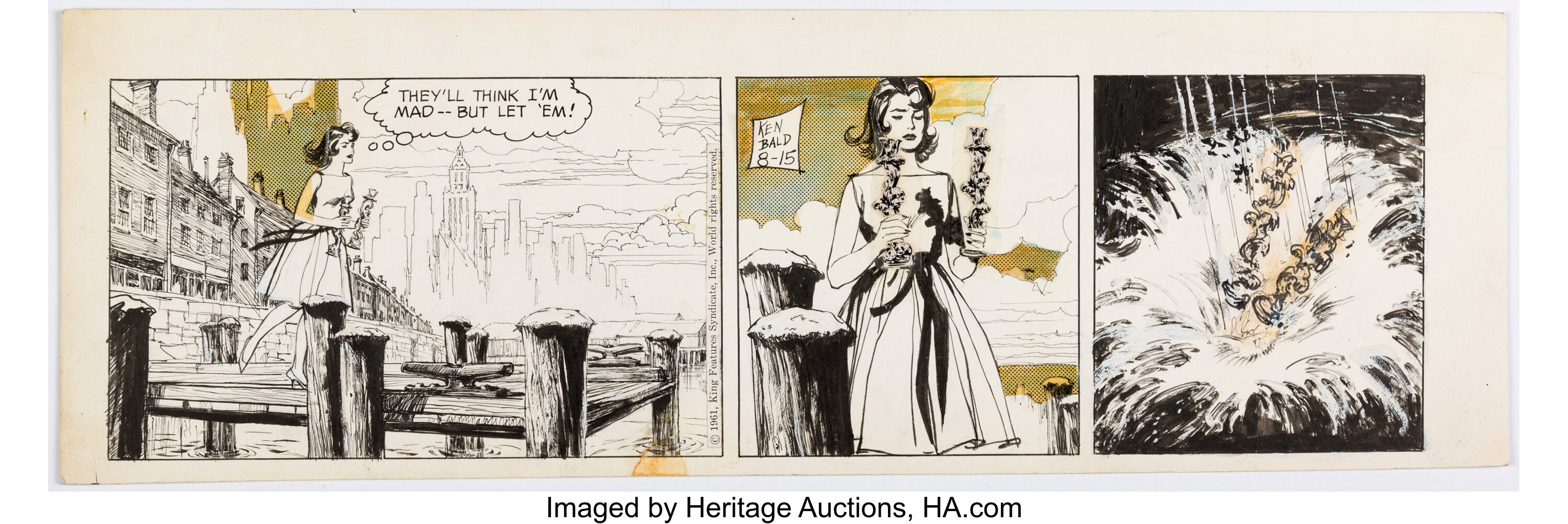 Ken Bald Judd Saxon Daily Comic Strip Original Art dated 8-15-61 | Lot ...