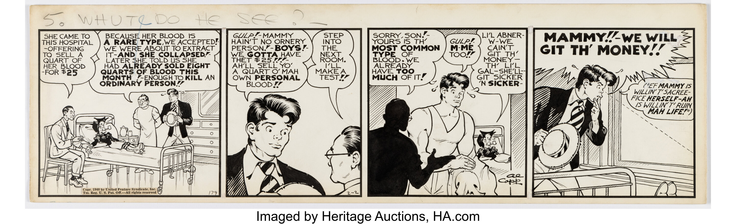 Al Capp Li'l Abner Daily Comic Strip Original Art dated 2-2-40 | Lot ...
