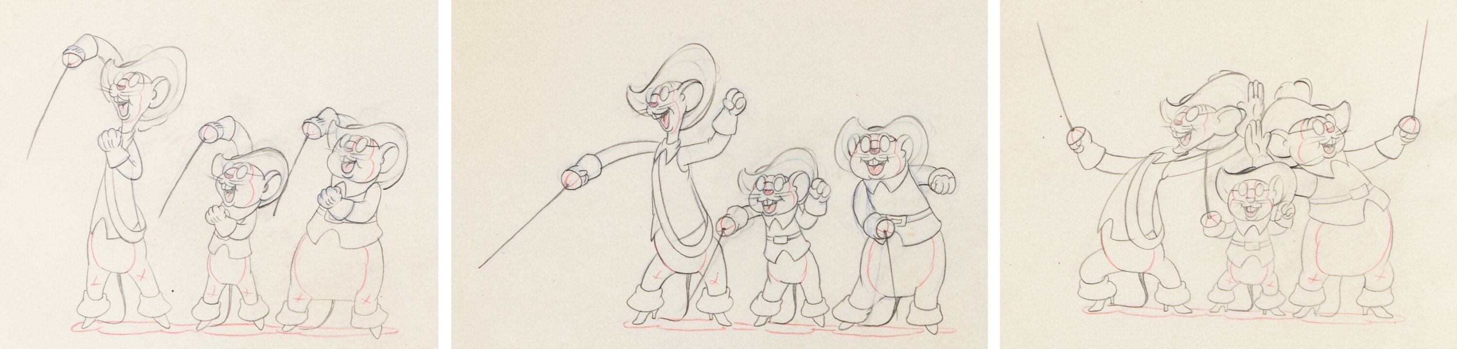 Three Blind Mouseketeers Animation Drawing Sequence of 3 (Walt | Lot ...